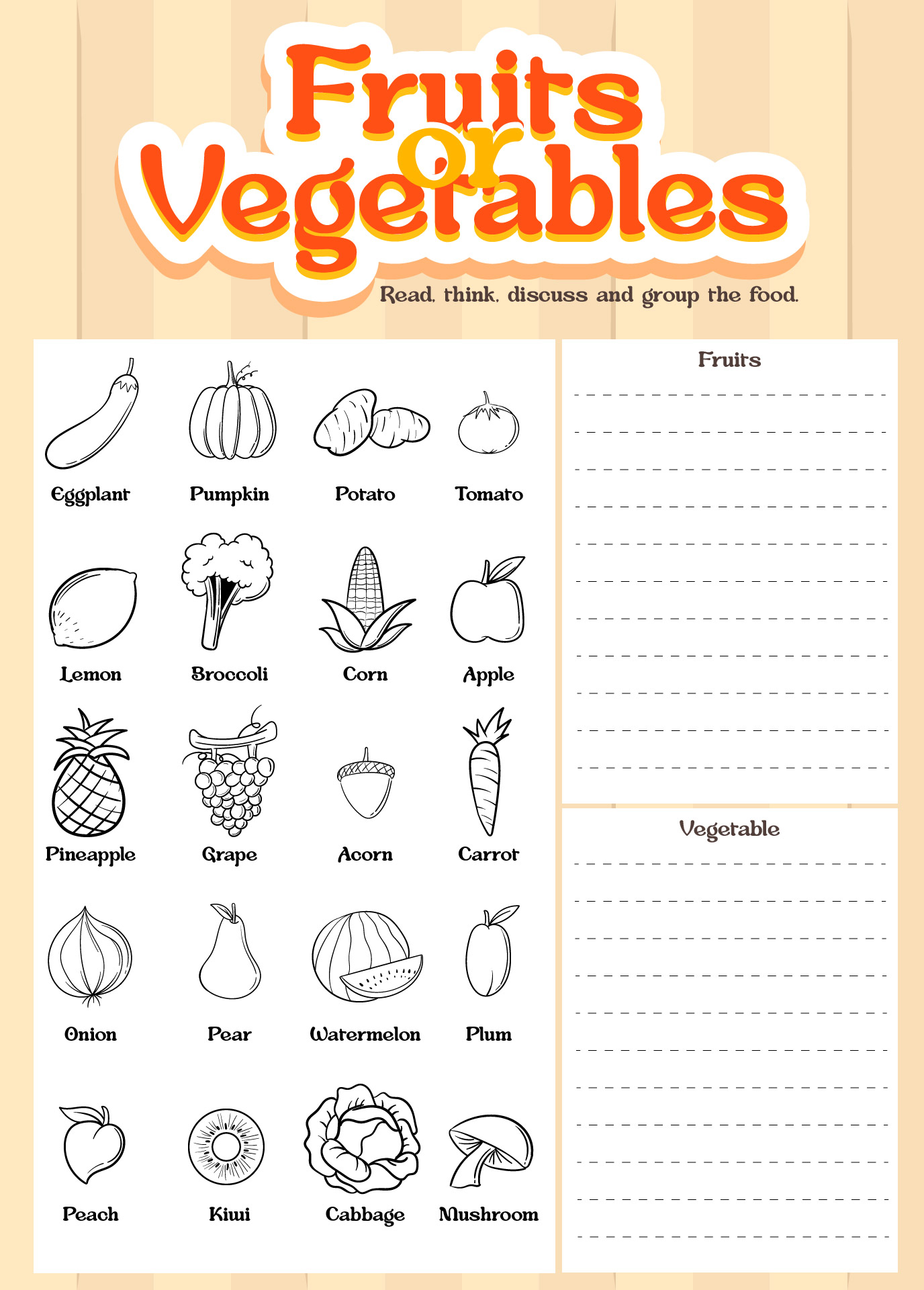 Fruits And Vegetables Worksheet