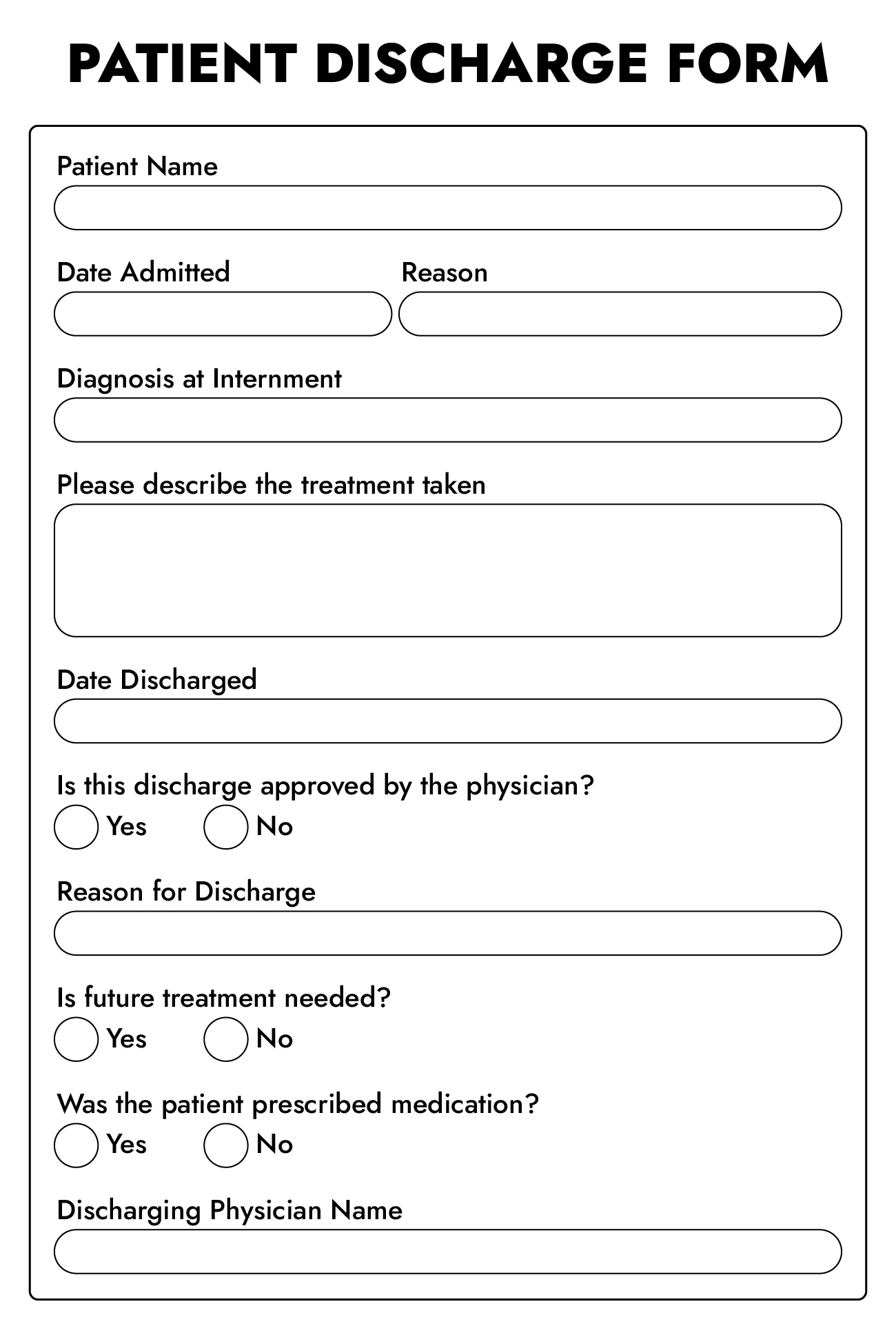 Hospital Discharge Papers Template