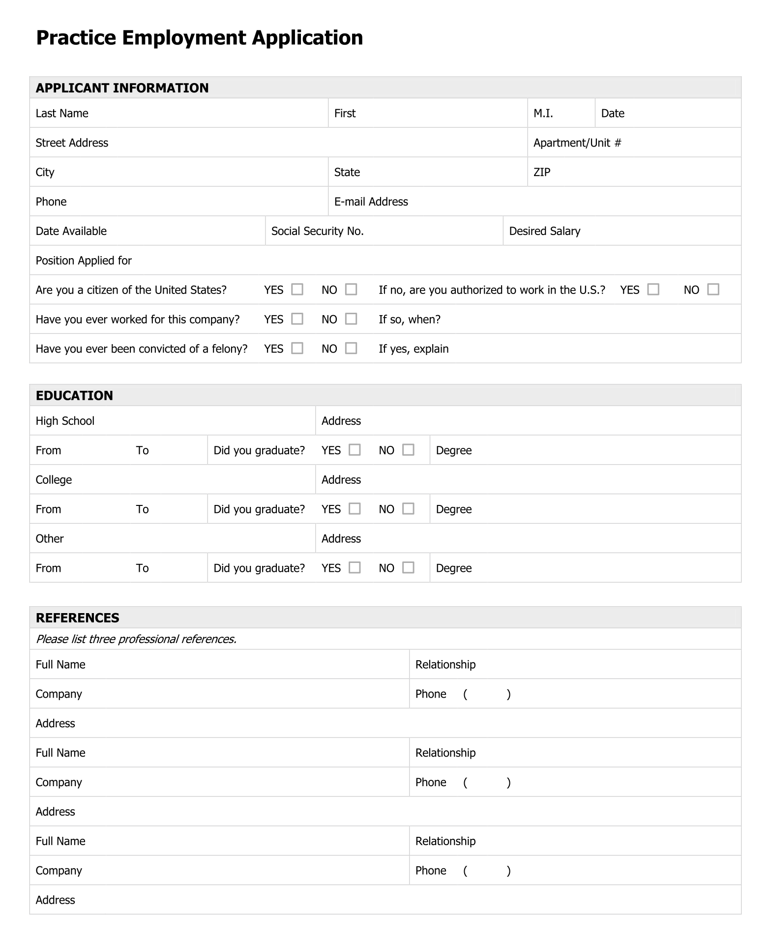 Practice Job Application Forms - 11 Free PDF Printables | Printablee Practice Job Application Forms - 11 Free PDF Printables | Printablee