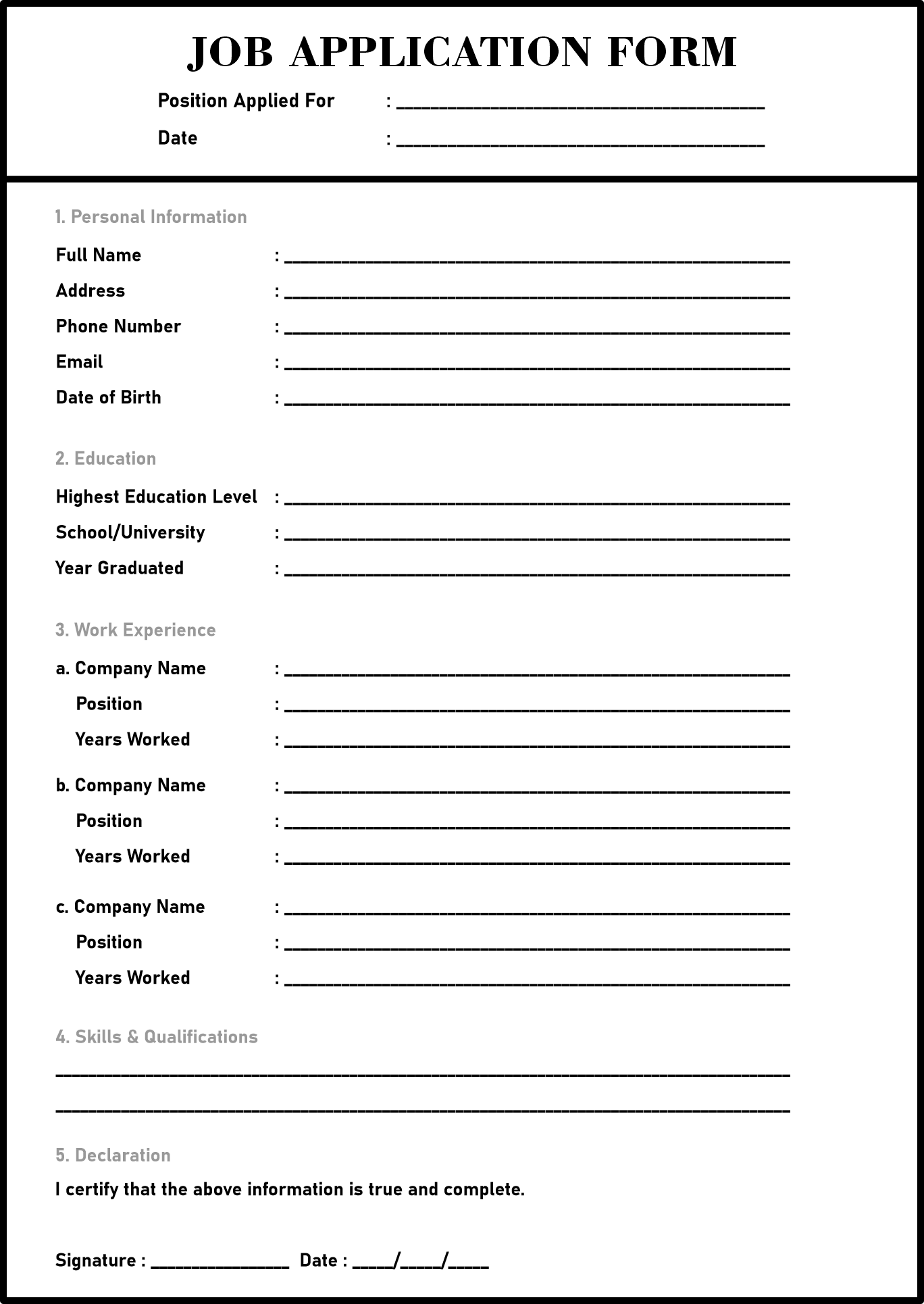 11 Best Practice Job Application Forms Printable PDF For Free At Printablee