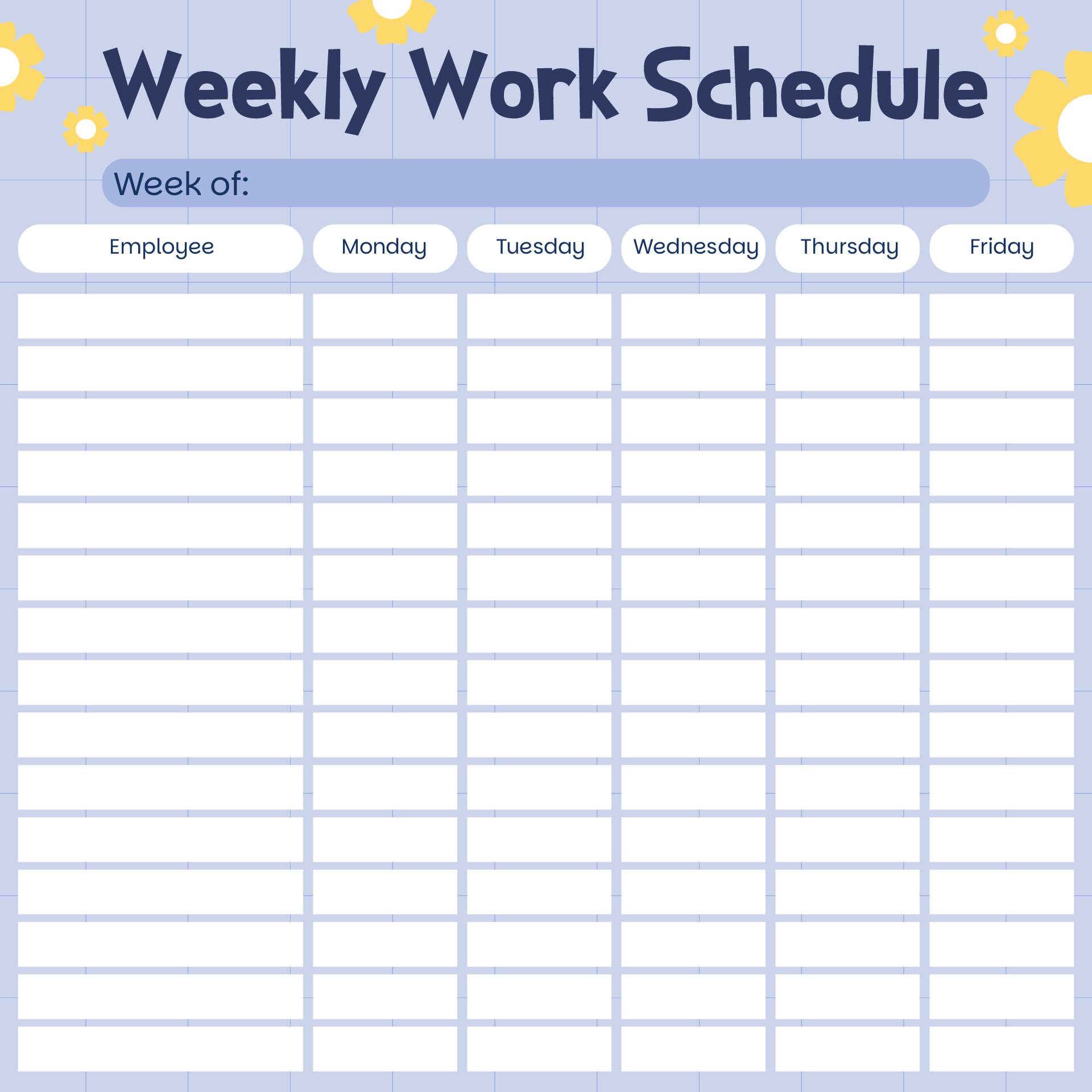 10 Best Free Printable Blank Employee Schedules Printablee