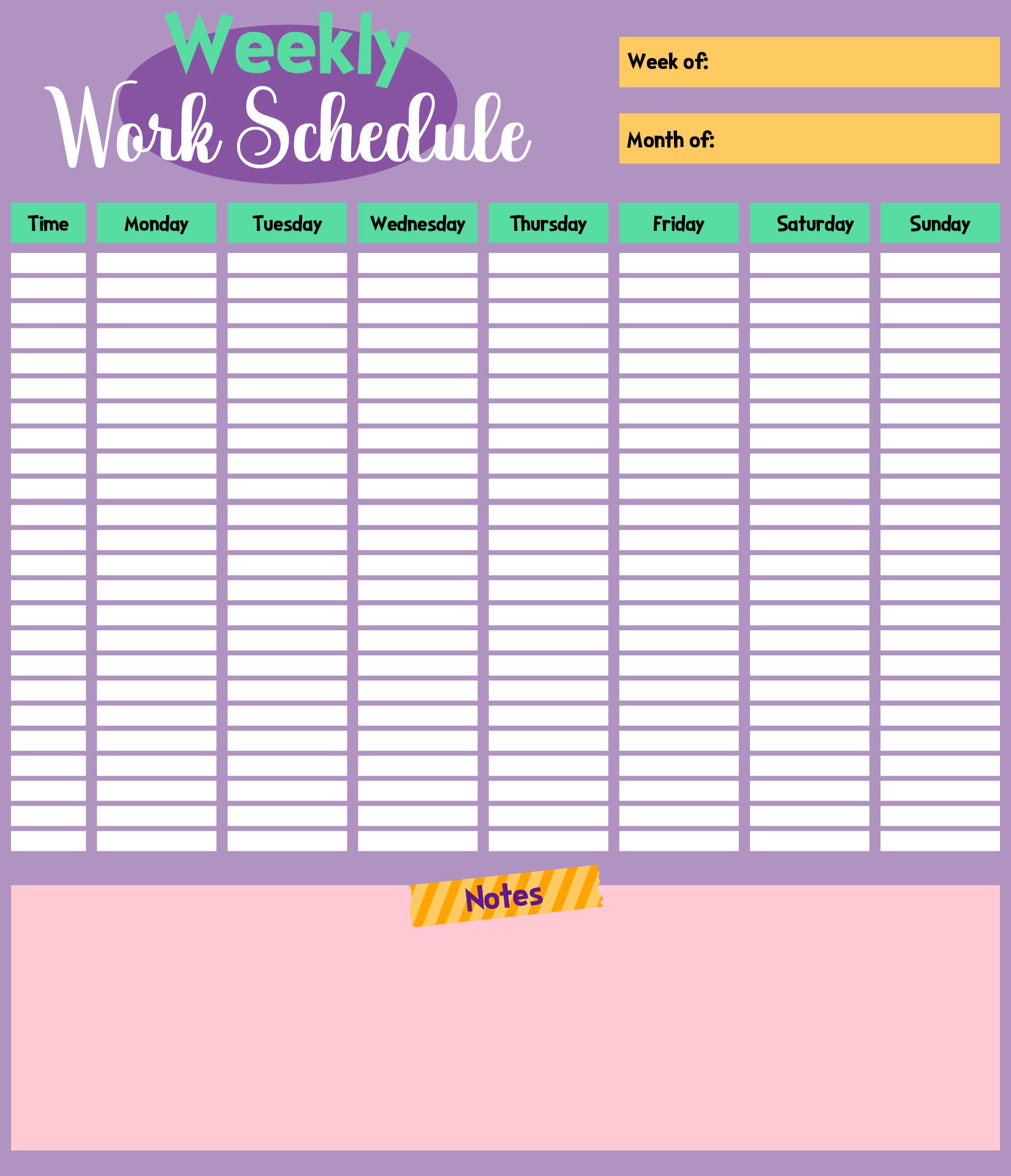 10 Best Free Printable Blank Employee Schedules Printablee