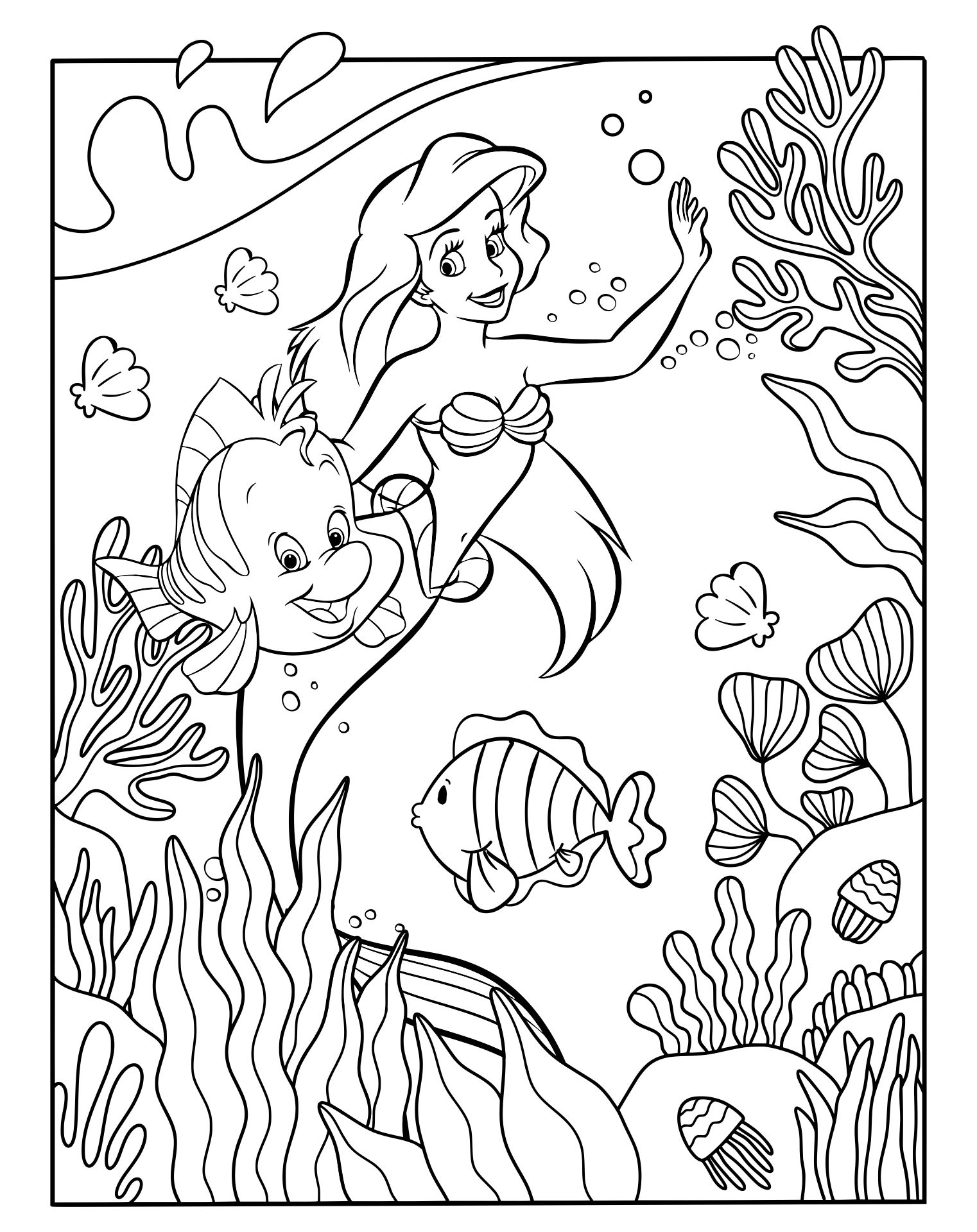 Disney Princess Ariel Coloring Pages 10 Free Pdf Printables Printablee