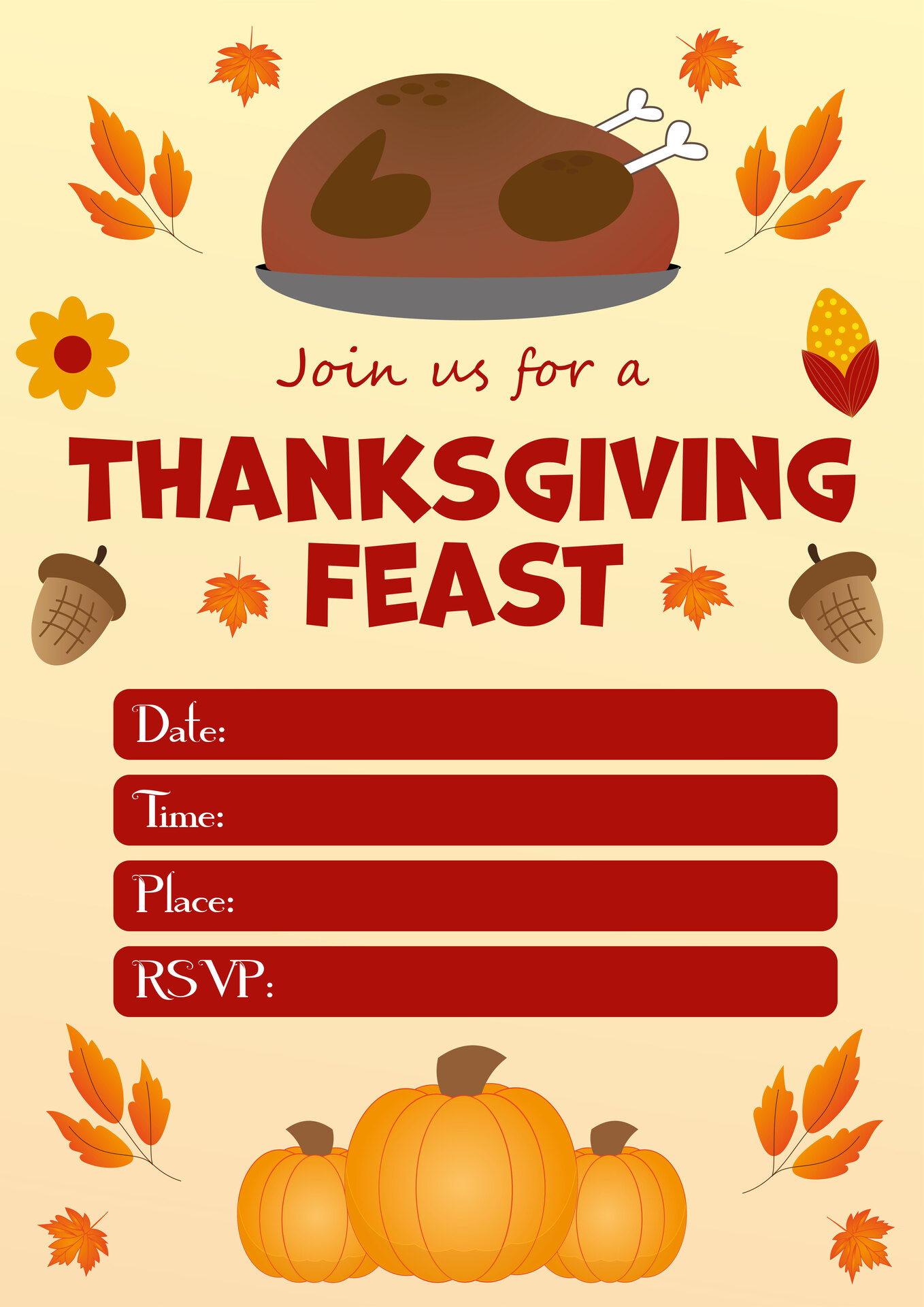 Thanksgiving Invitation Template Word
