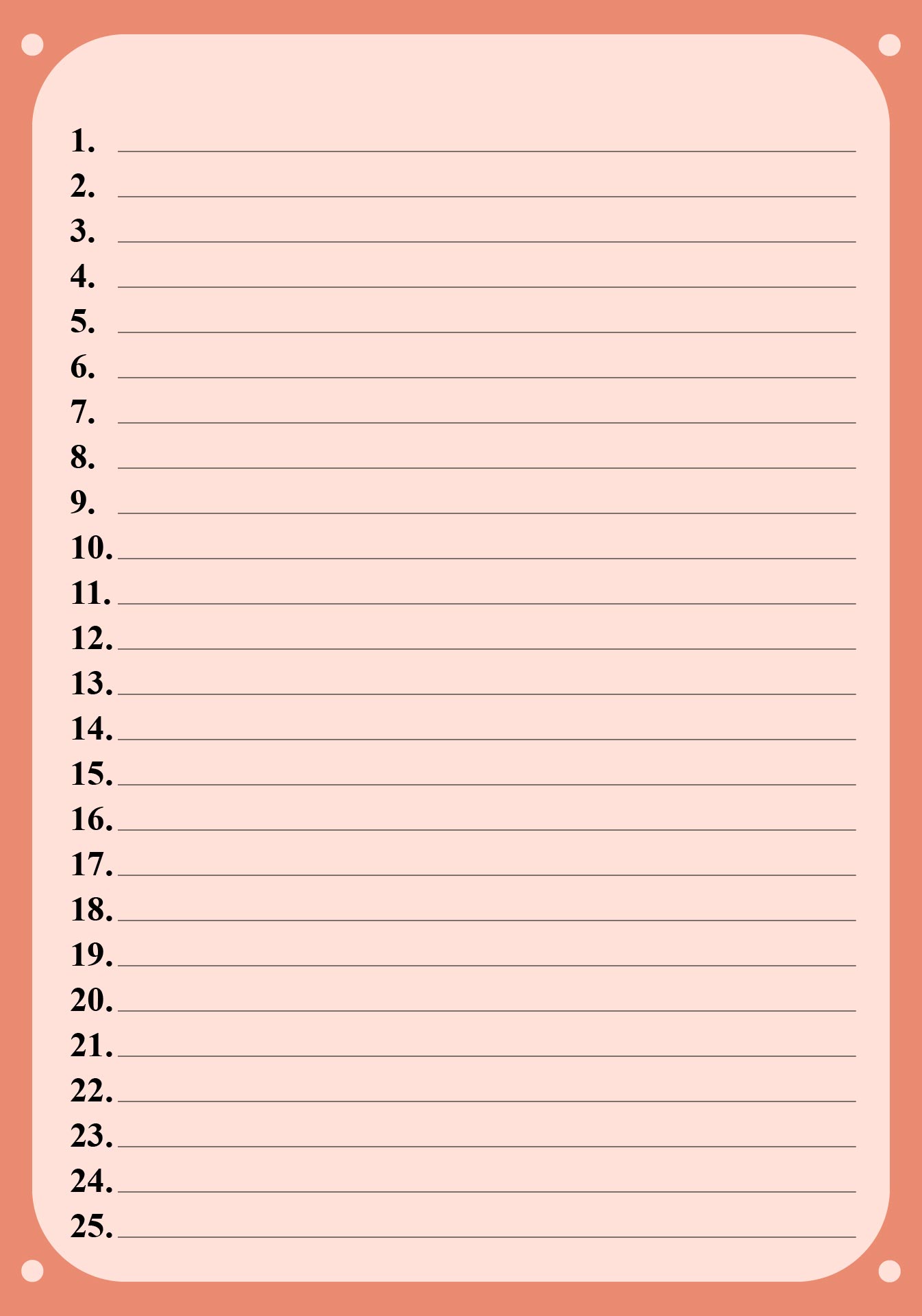 5 Best Printable List With Numbered Lines PDF For Free At Printablee