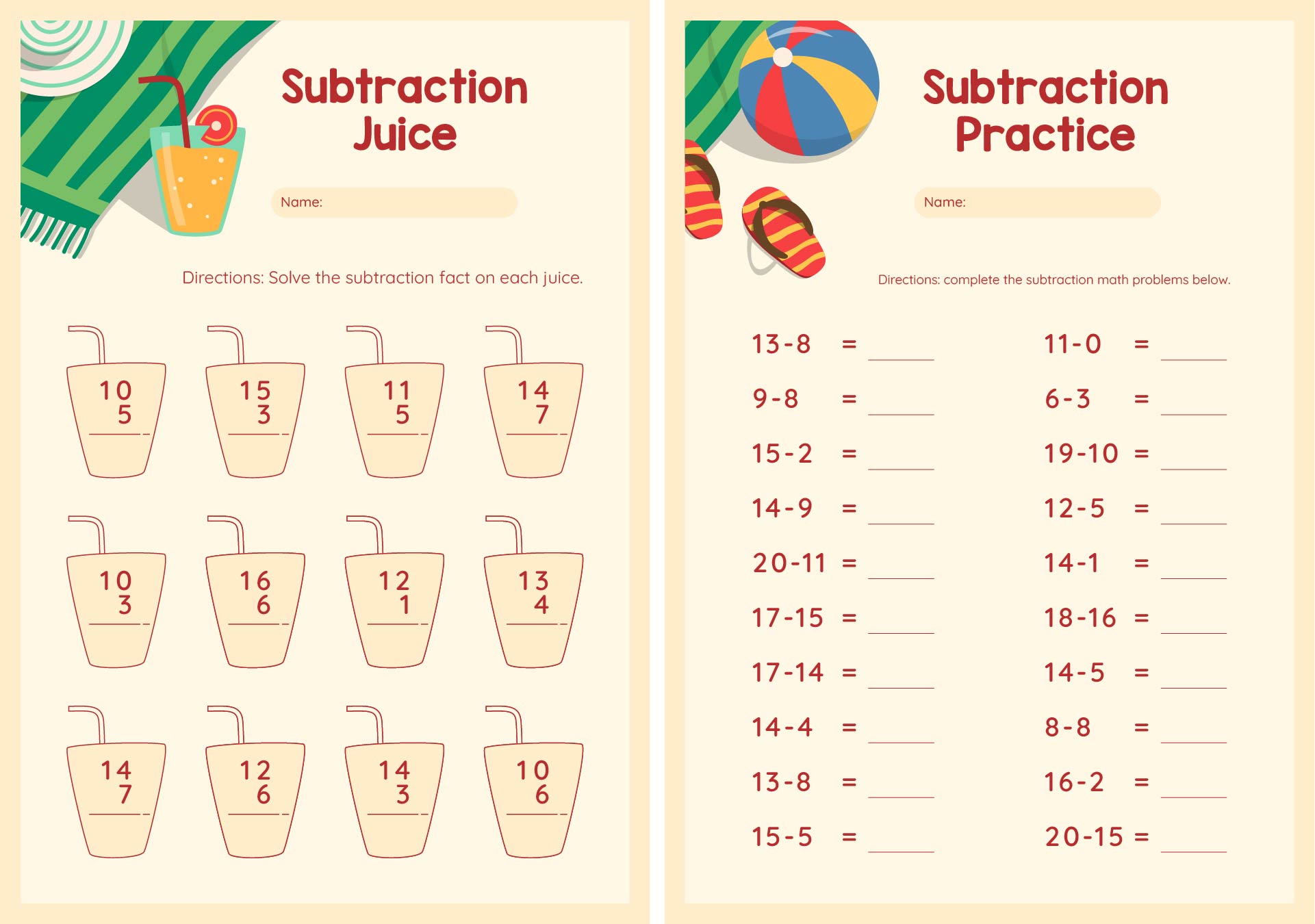 First Grade Math Packets Printable