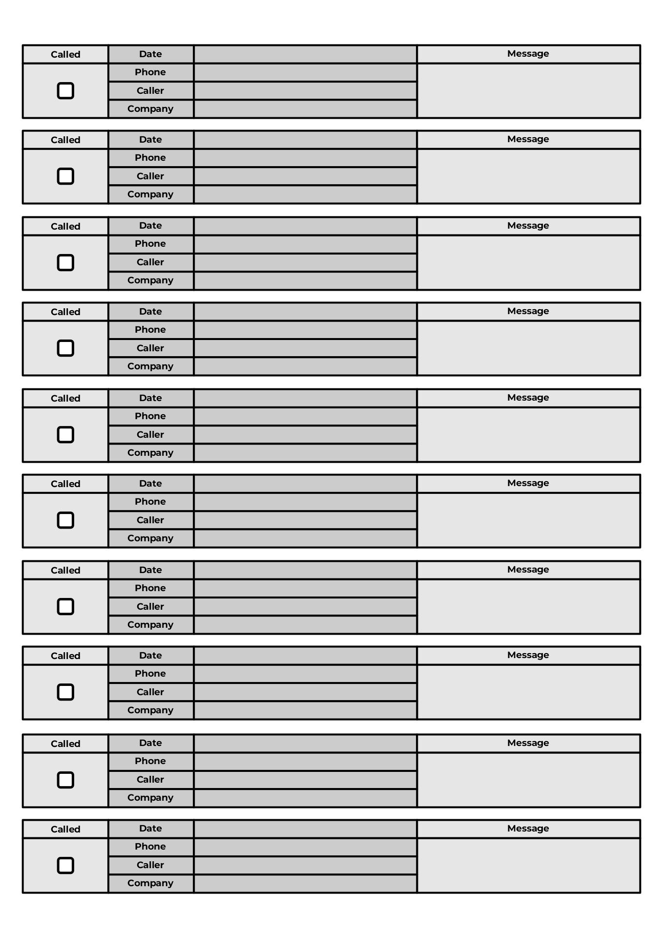 Printable Phone Message Template Word