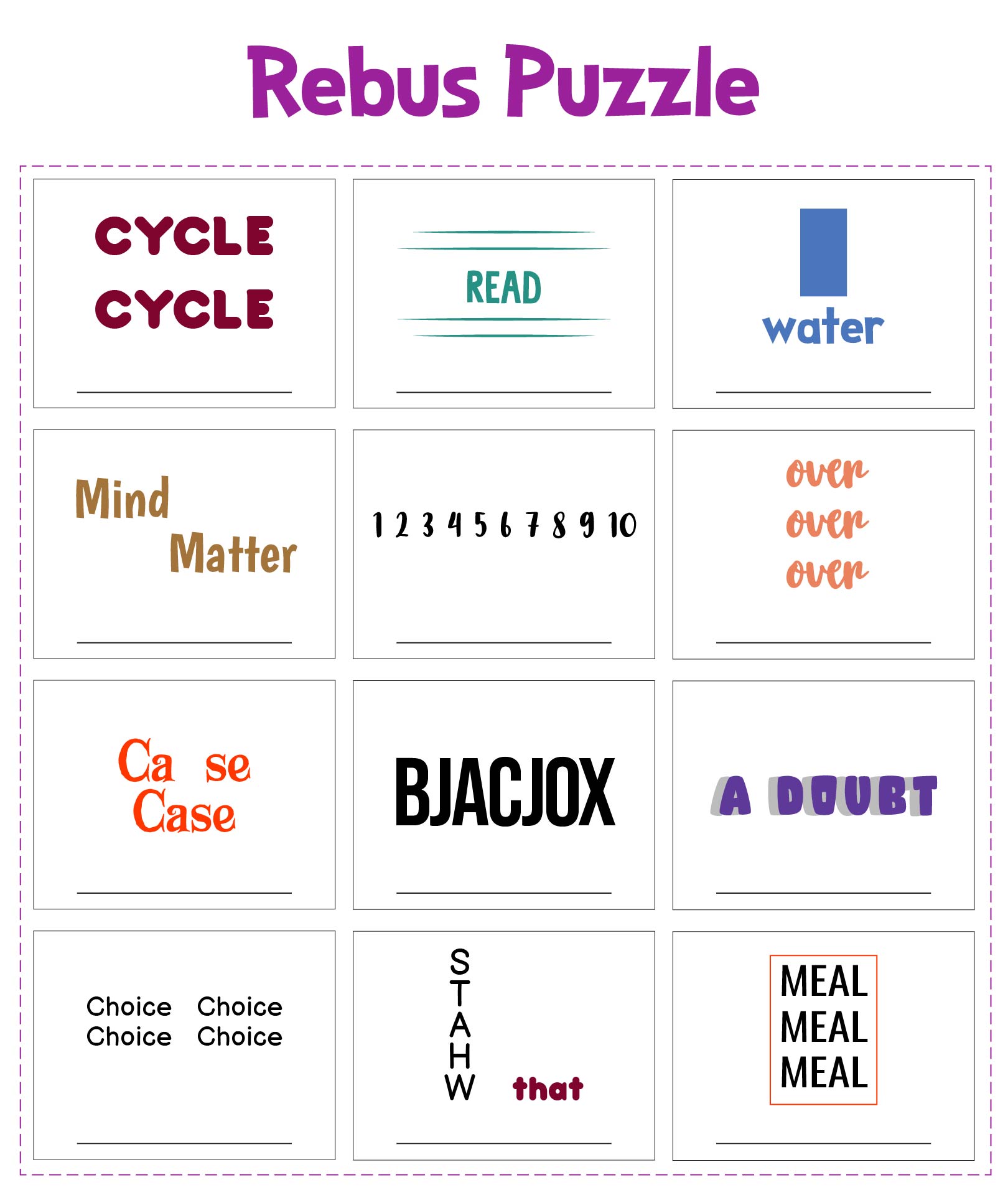 Rebus Puzzles Printable