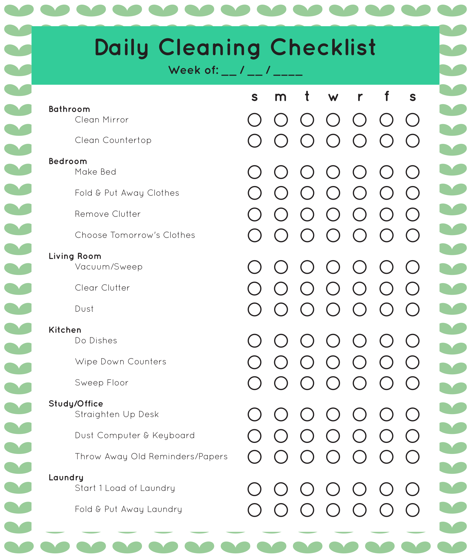Printable Housekeeping Checklist Printable Housekeeping Checklist
