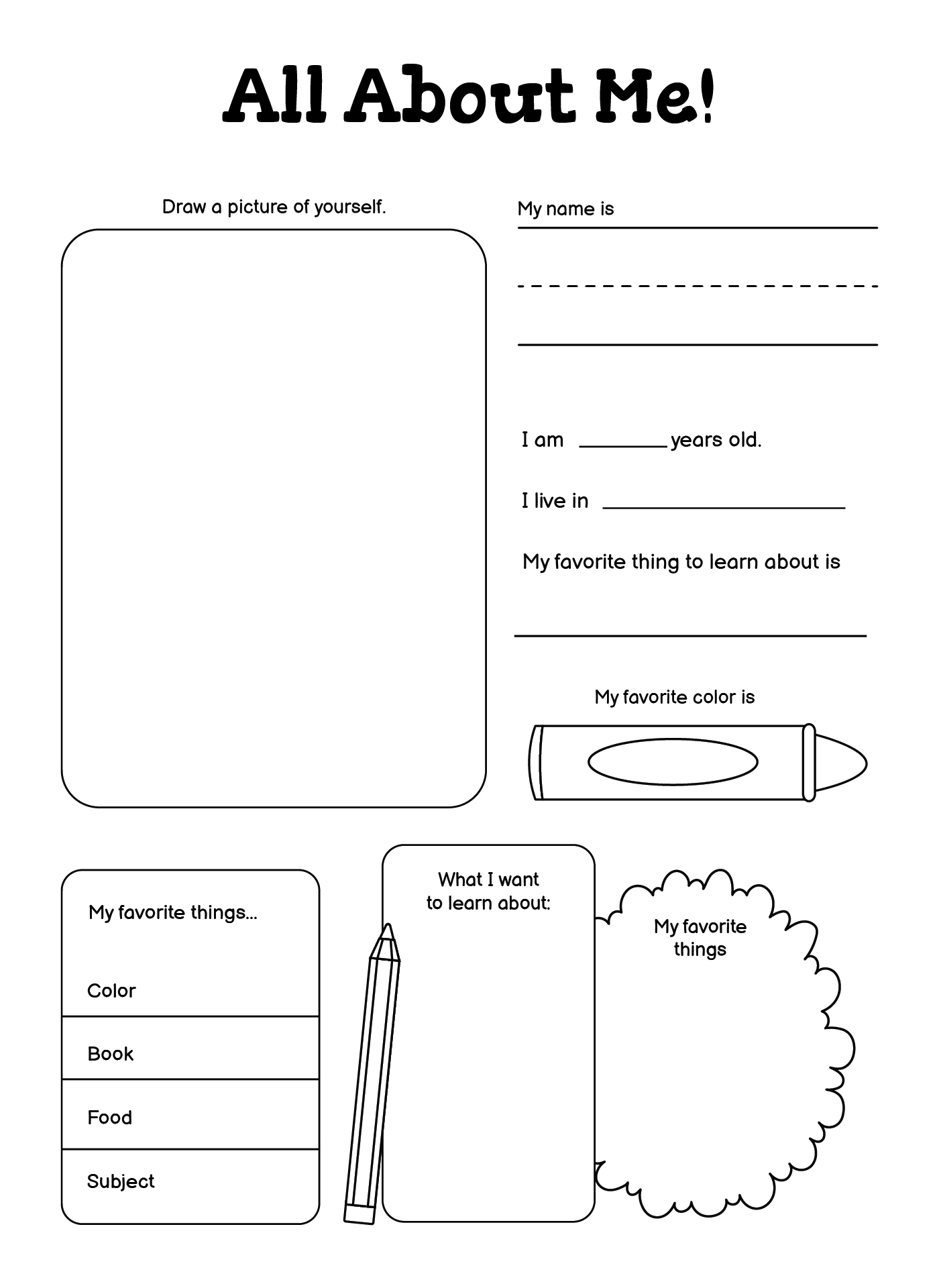 10 Best All About Me Printable Template Printablee