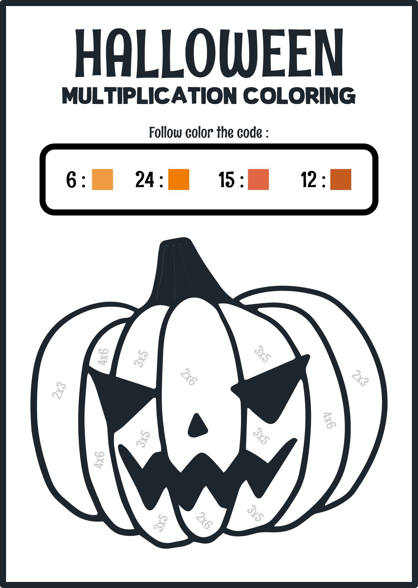 Halloween Coloring Pages Multiplication Table Chart