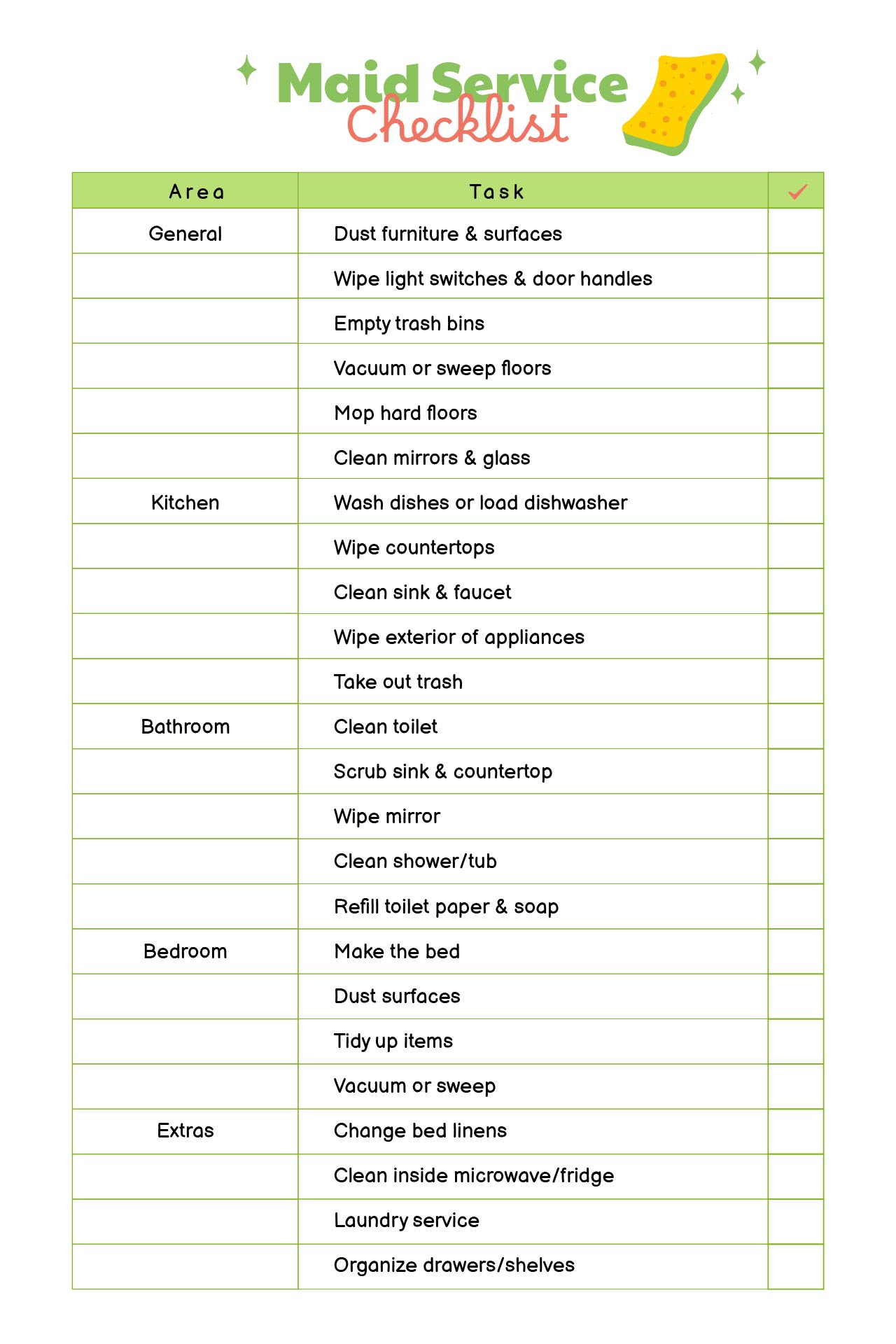 Maid Service Checklist 10 Free PDF Printables Printablee