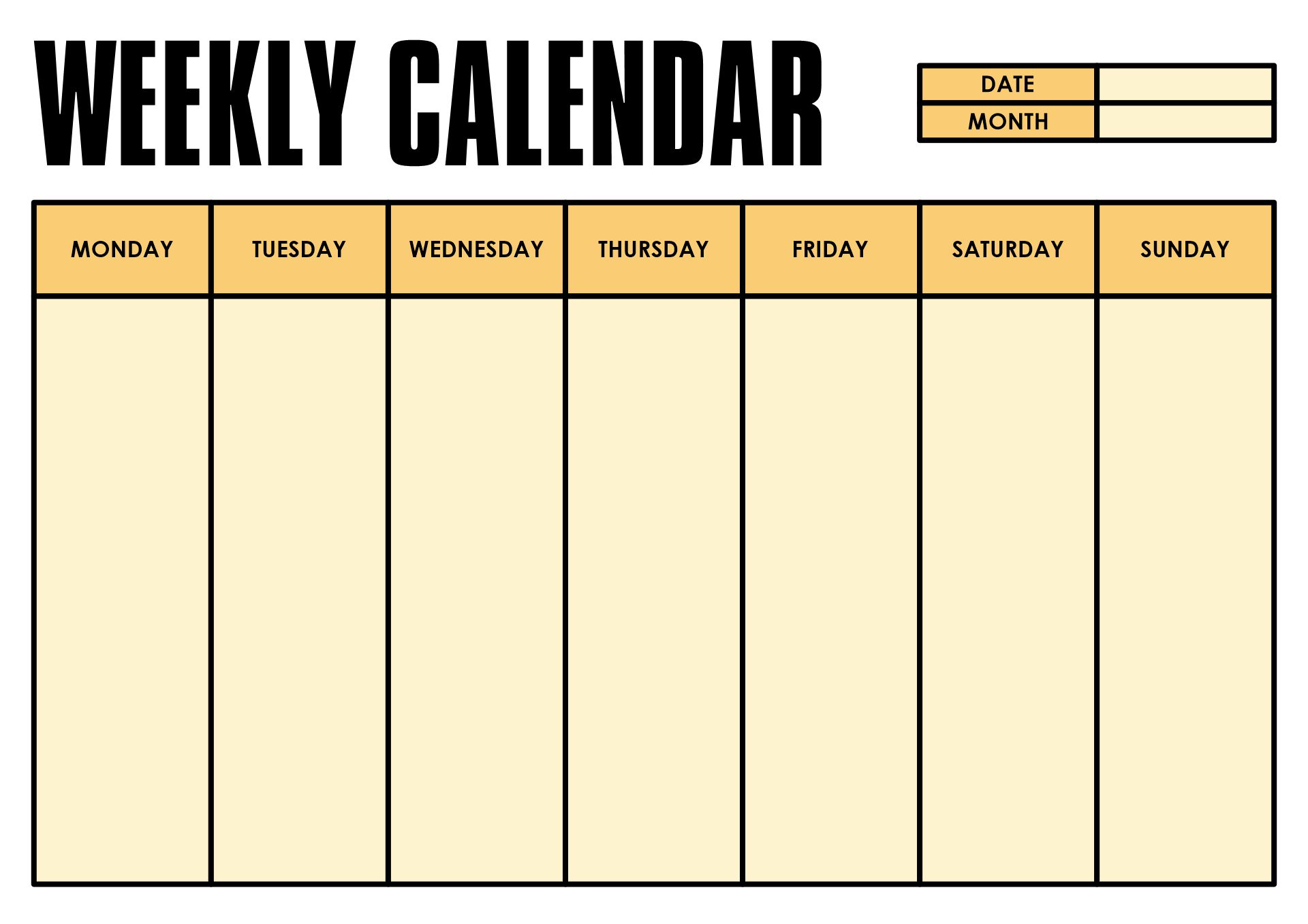 10 Best Blank Printable Weekly Calendars Templates Printablee
