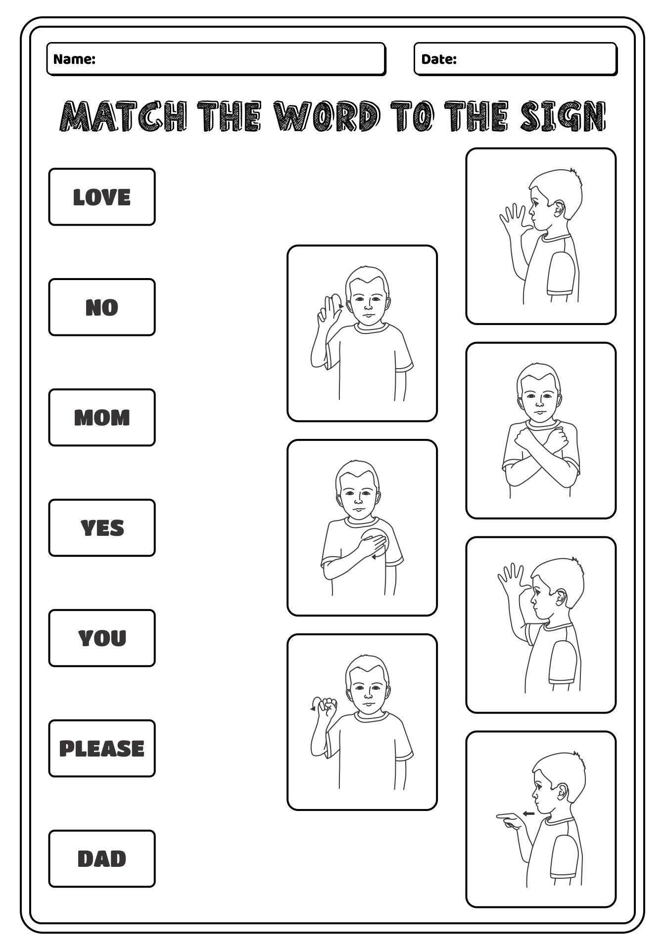 4 Best Sign Language Words Printable Worksheets - printablee.com
