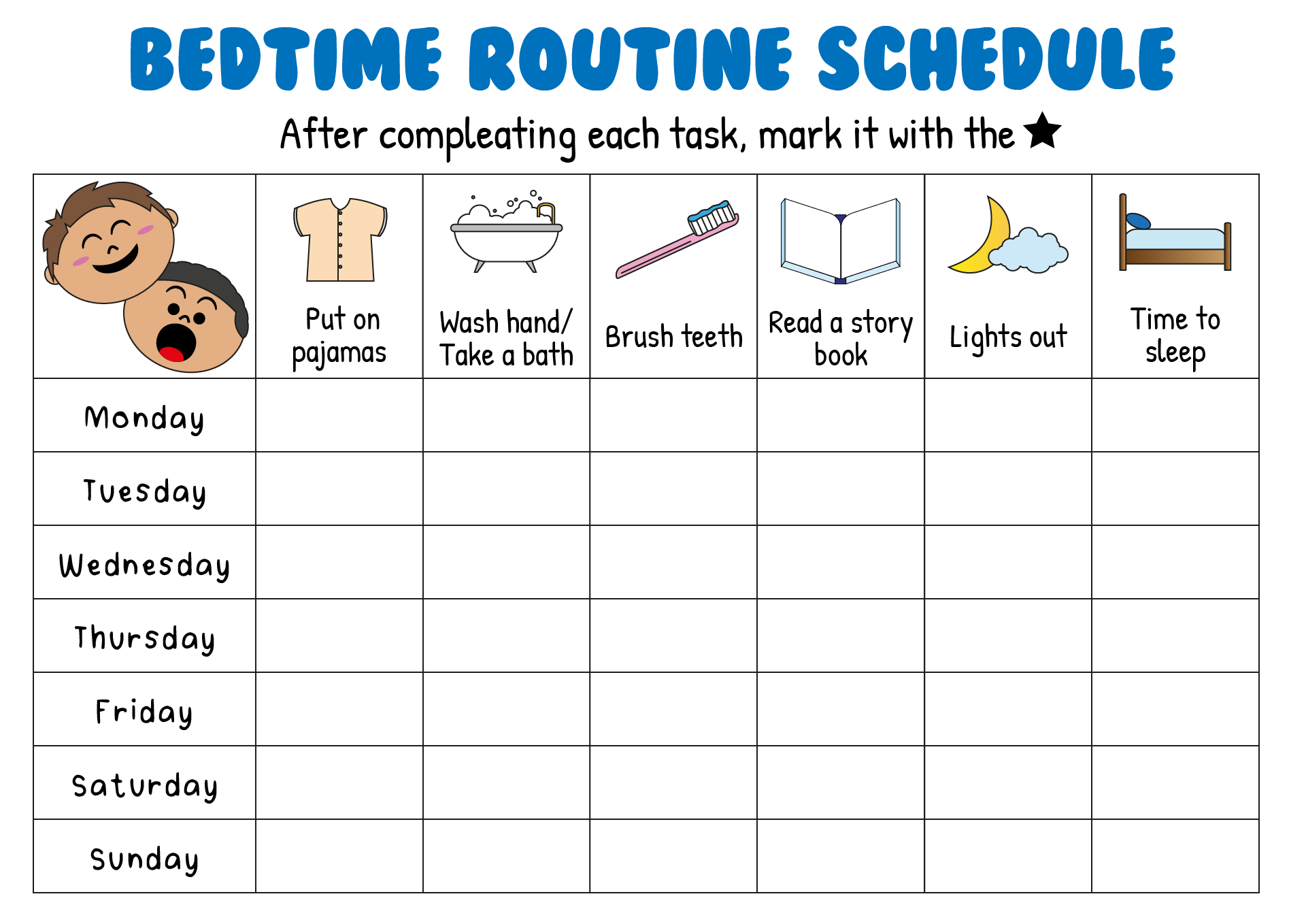 Routine Chart For Kids Image To U