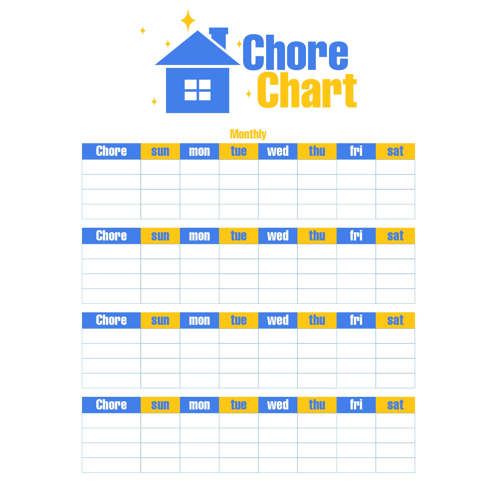 Monthly Chore Chart Templates - 10 Free PDF Printables | Printablee Monthly Chore Chart Templates - 10 Free PDF Printables | Printablee