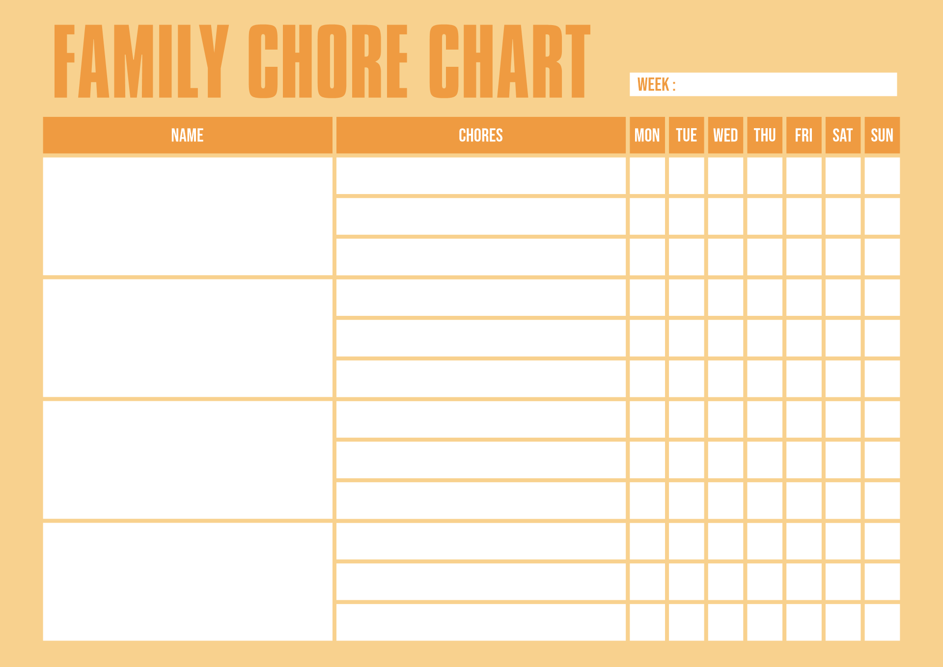 Free Printable Family Chore Chart Template