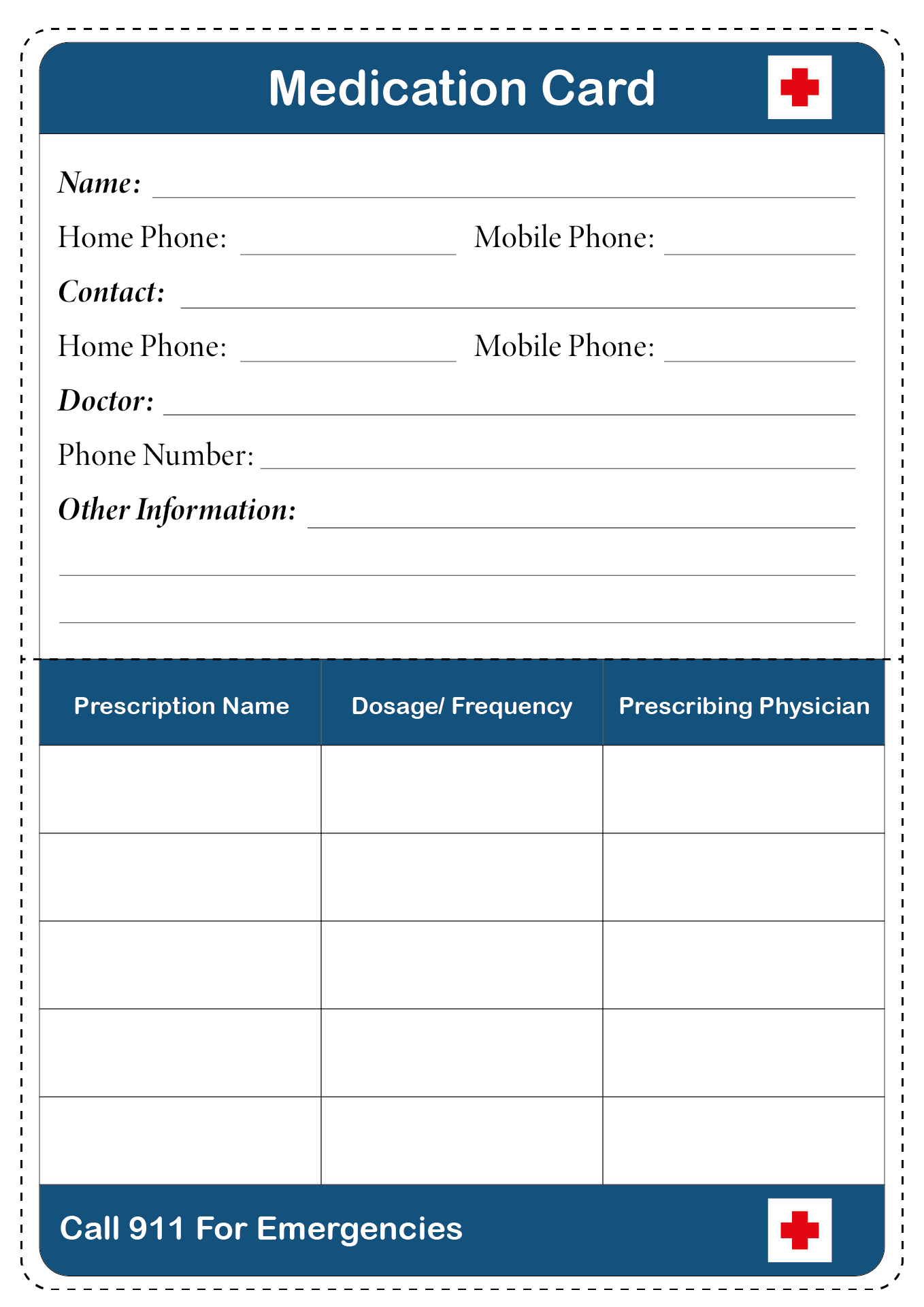 Medication Card Template