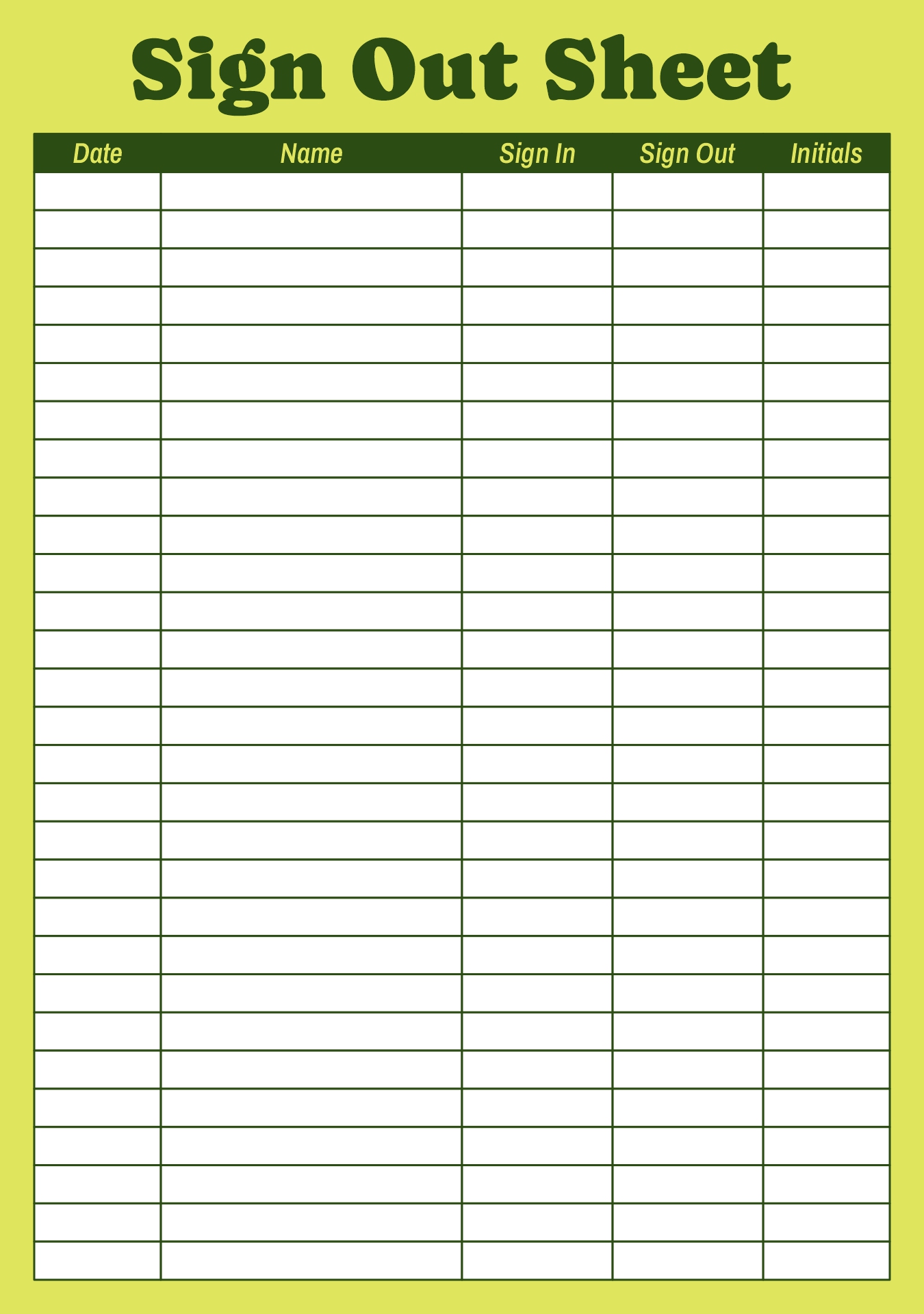 Printable Sign Out Sheet Template Printable Form Templates And Letter