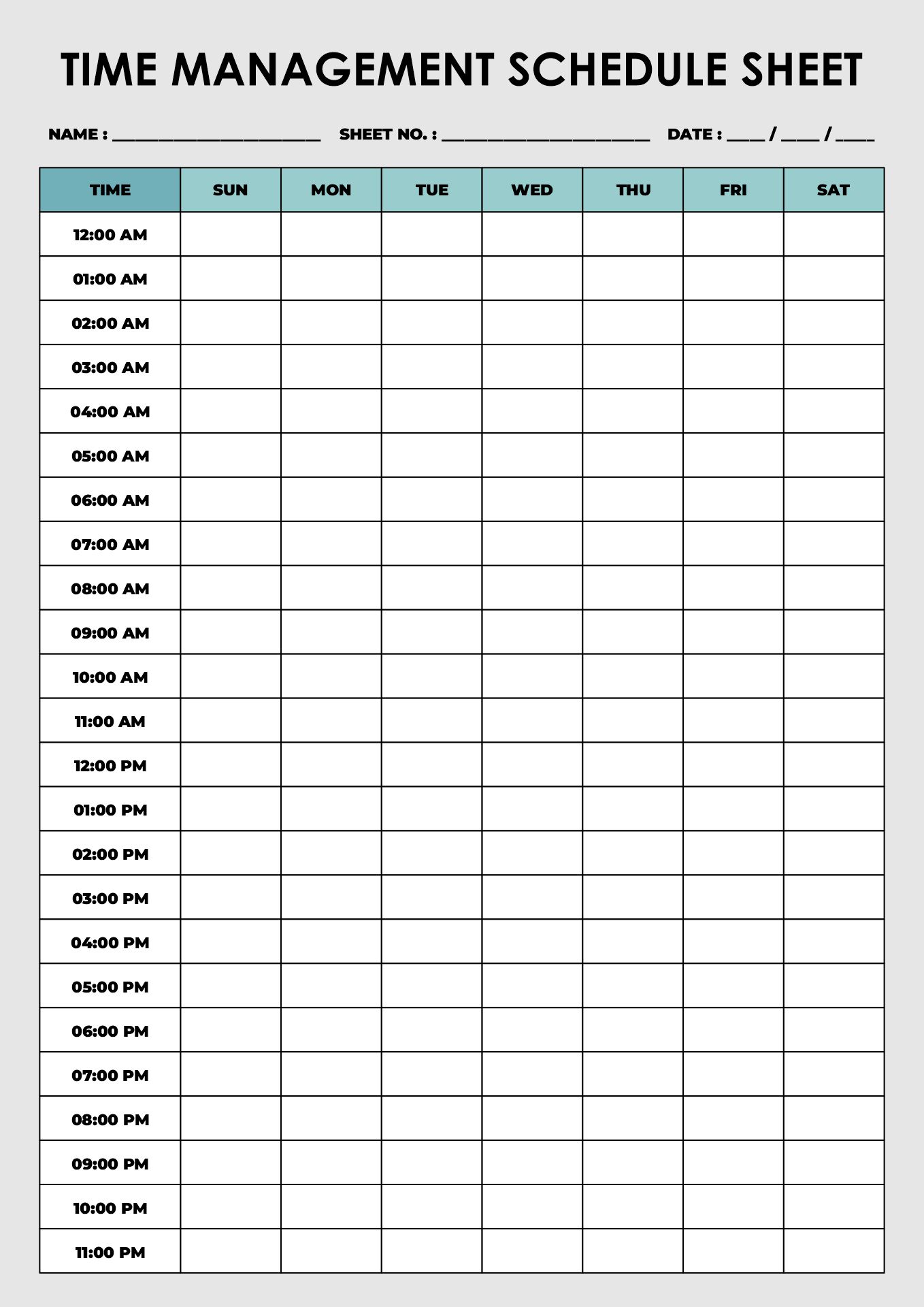 Printable Daily Time Management Planner