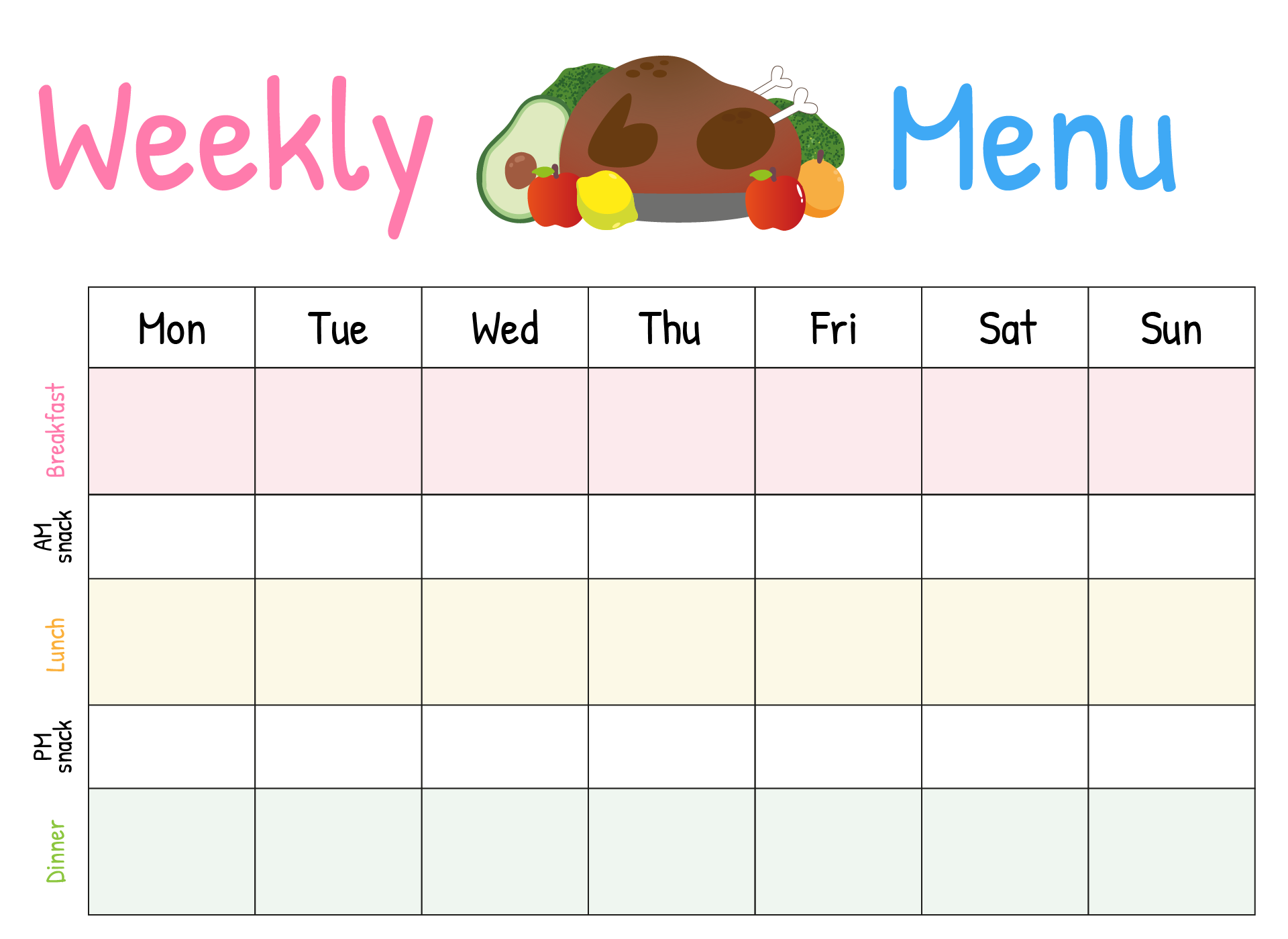 10 Best Free Printable Blank Menu For Day Care Printablee