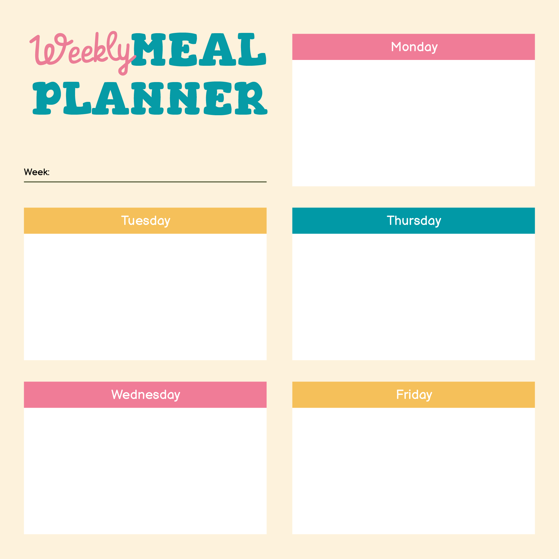 School Lunch Menu Template