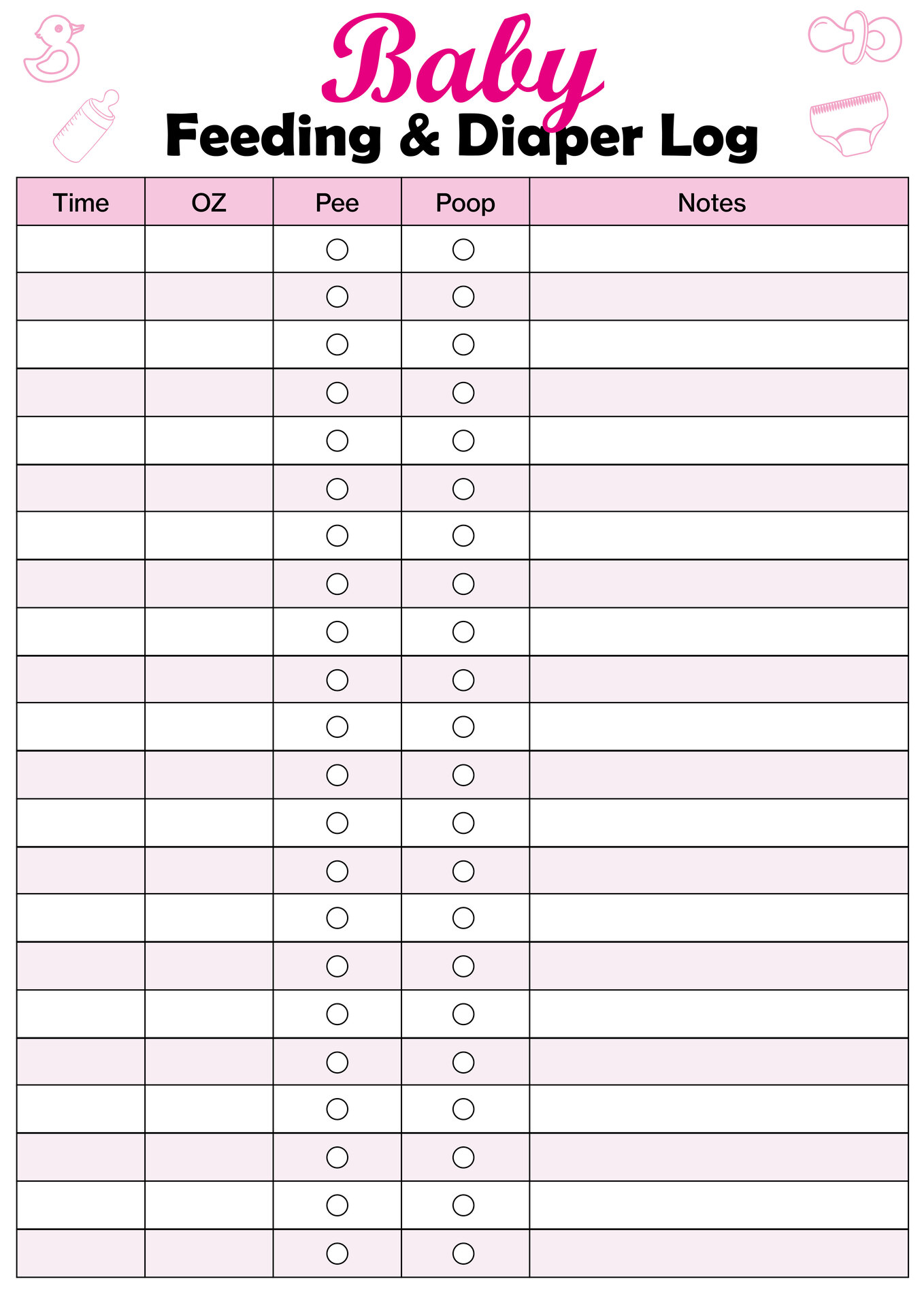 10 Best Printable Diaper Changing Log PDF For Free At Printablee