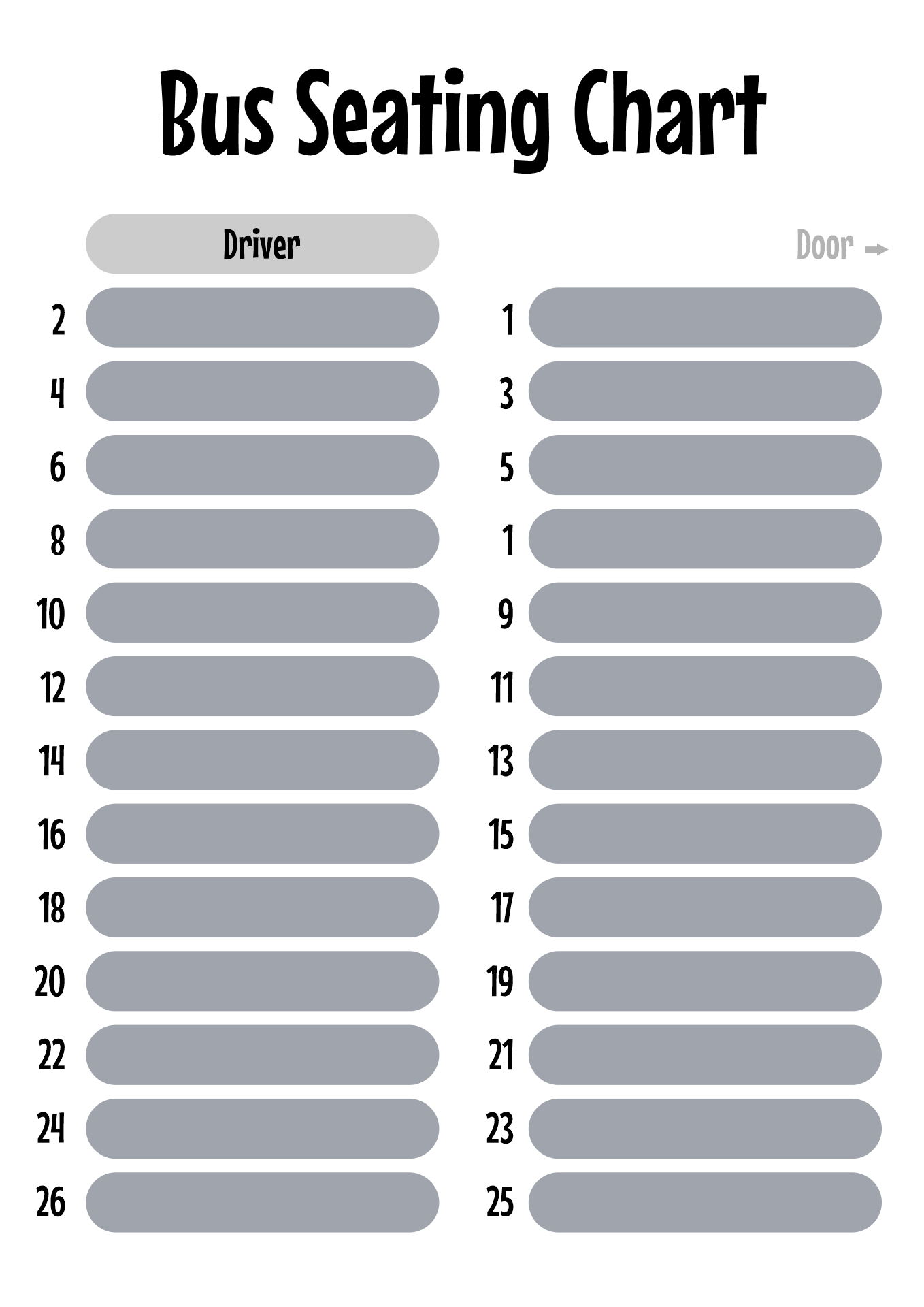 10 Best School Bus Seating Chart Printable Printablee