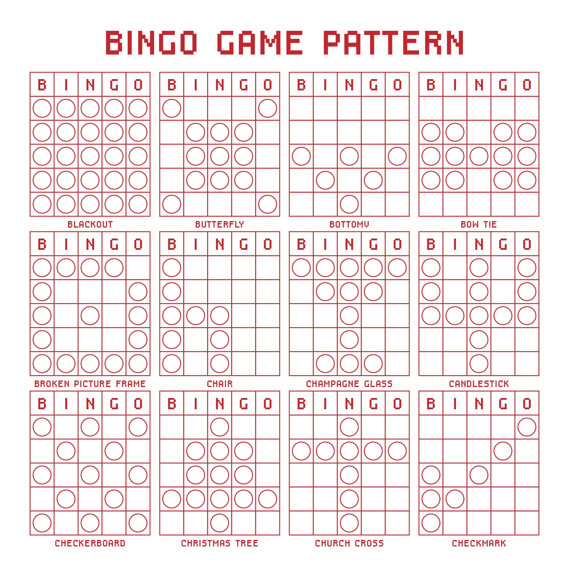 Printable Bingo Patterns Printable Word Searches