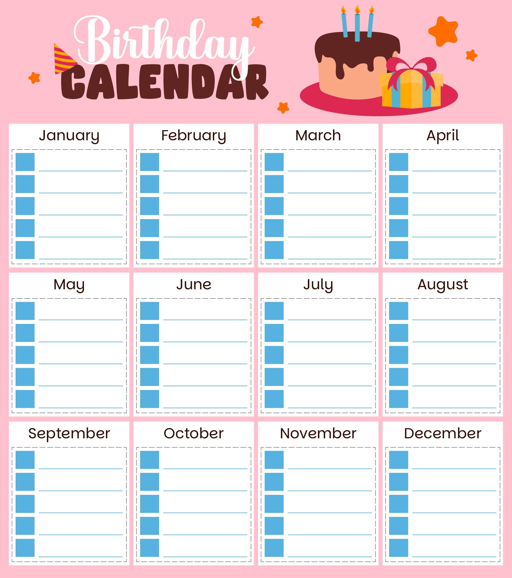 10 Best Printable Birthday Chart For Free At Printablee