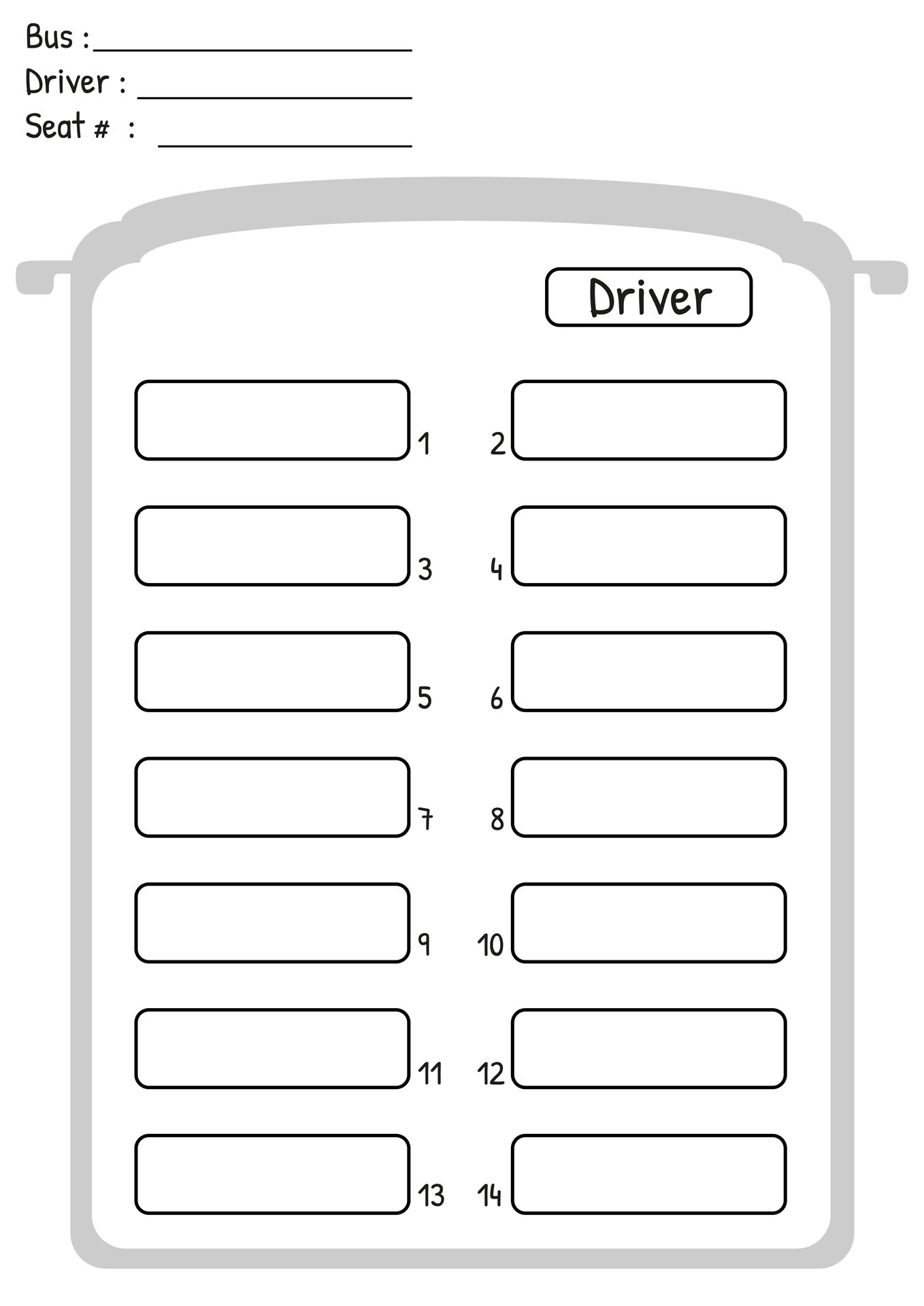 Bus Seating Chart Fillable