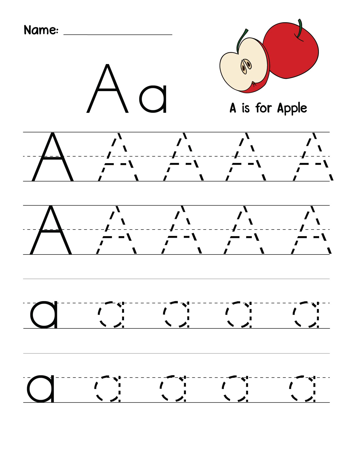Kindergarten Letter A Writing Practice Worksheet This Free Traceable 