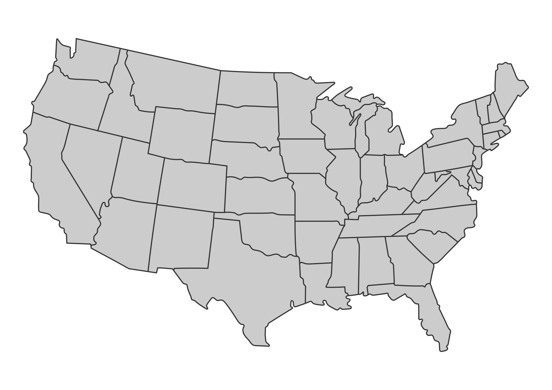 50 States Map Printable