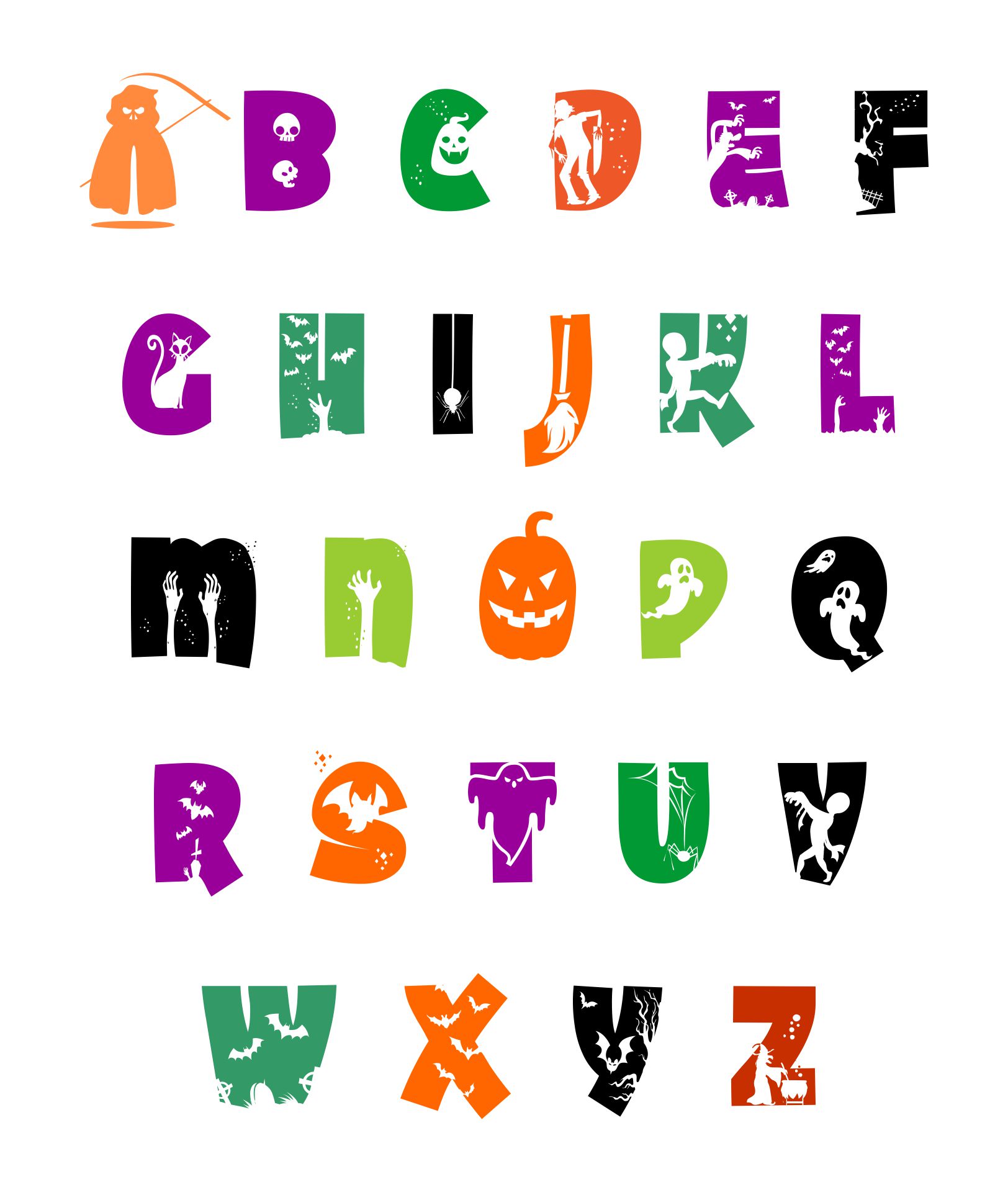 Printable Halloween Alphabet Printable Halloween Alphabet