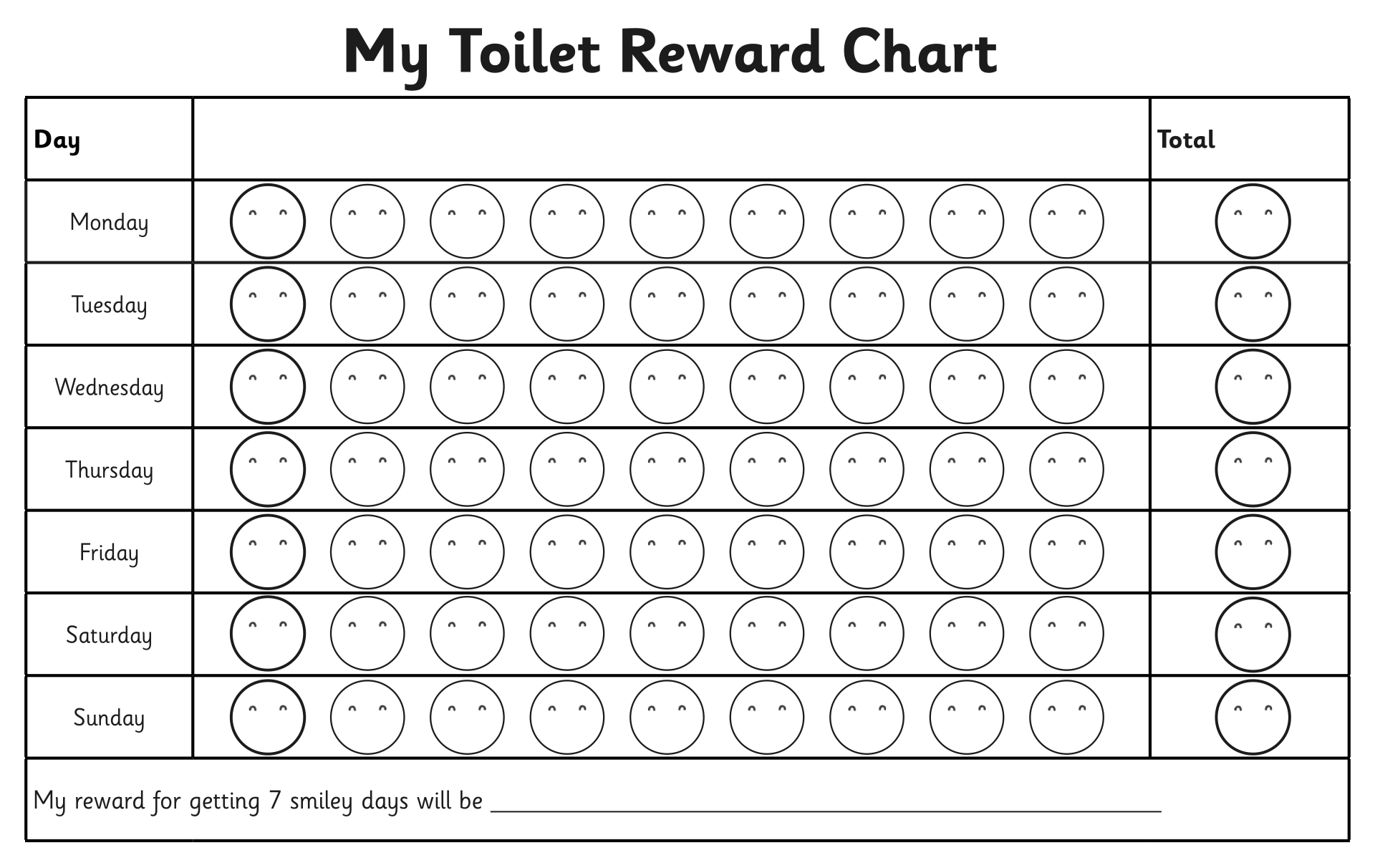 Free Printable Potty Training Reward Chart Free Printable Potty Training Reward Chart