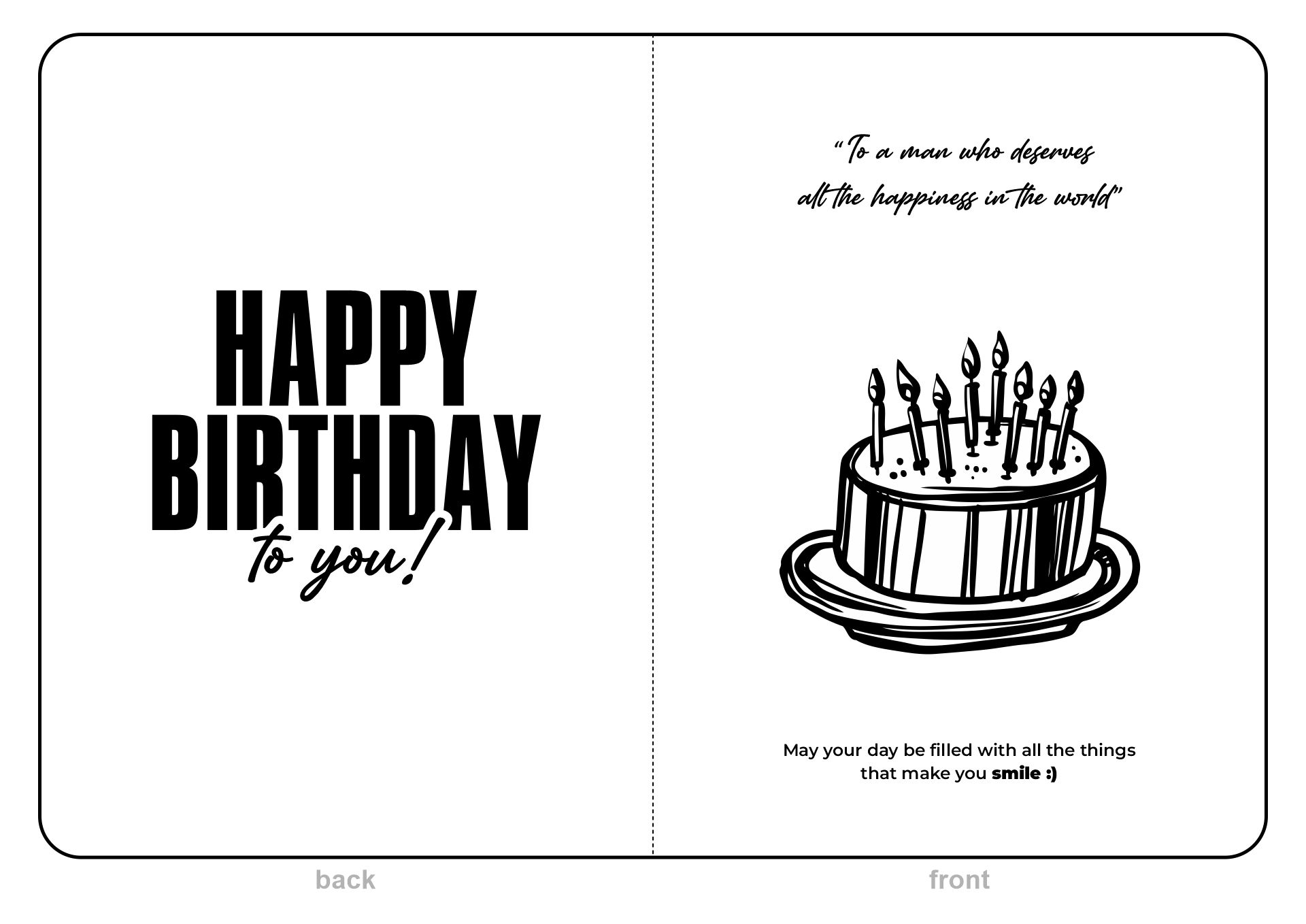 Man Birthday Card Printable Man Birthday Card Printable