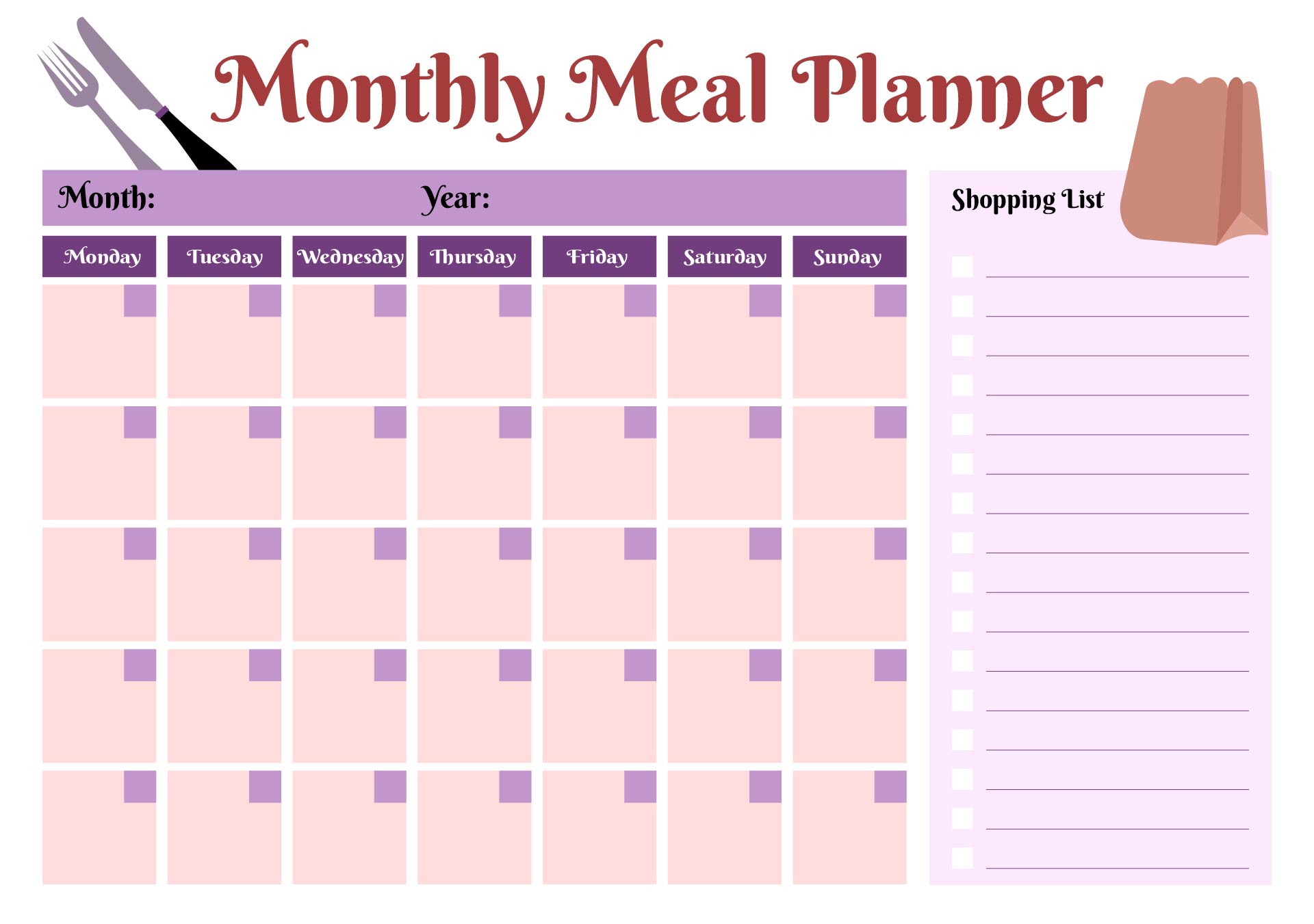 10 Best Printable Monthly Dinner Planner PDF For Free At Printablee