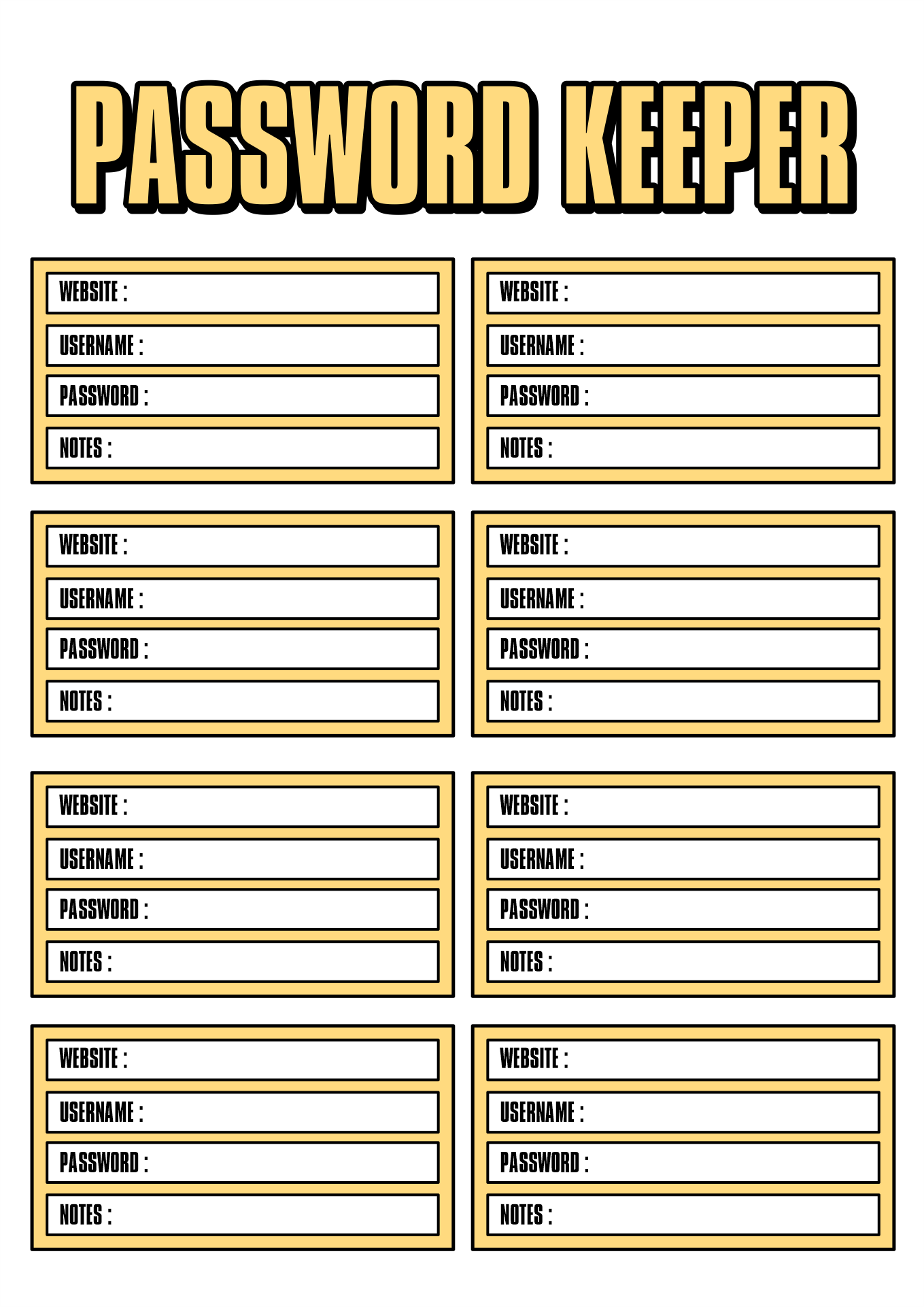 Free Printable Password Log Template FREE PRINTABLE TEMPLATES