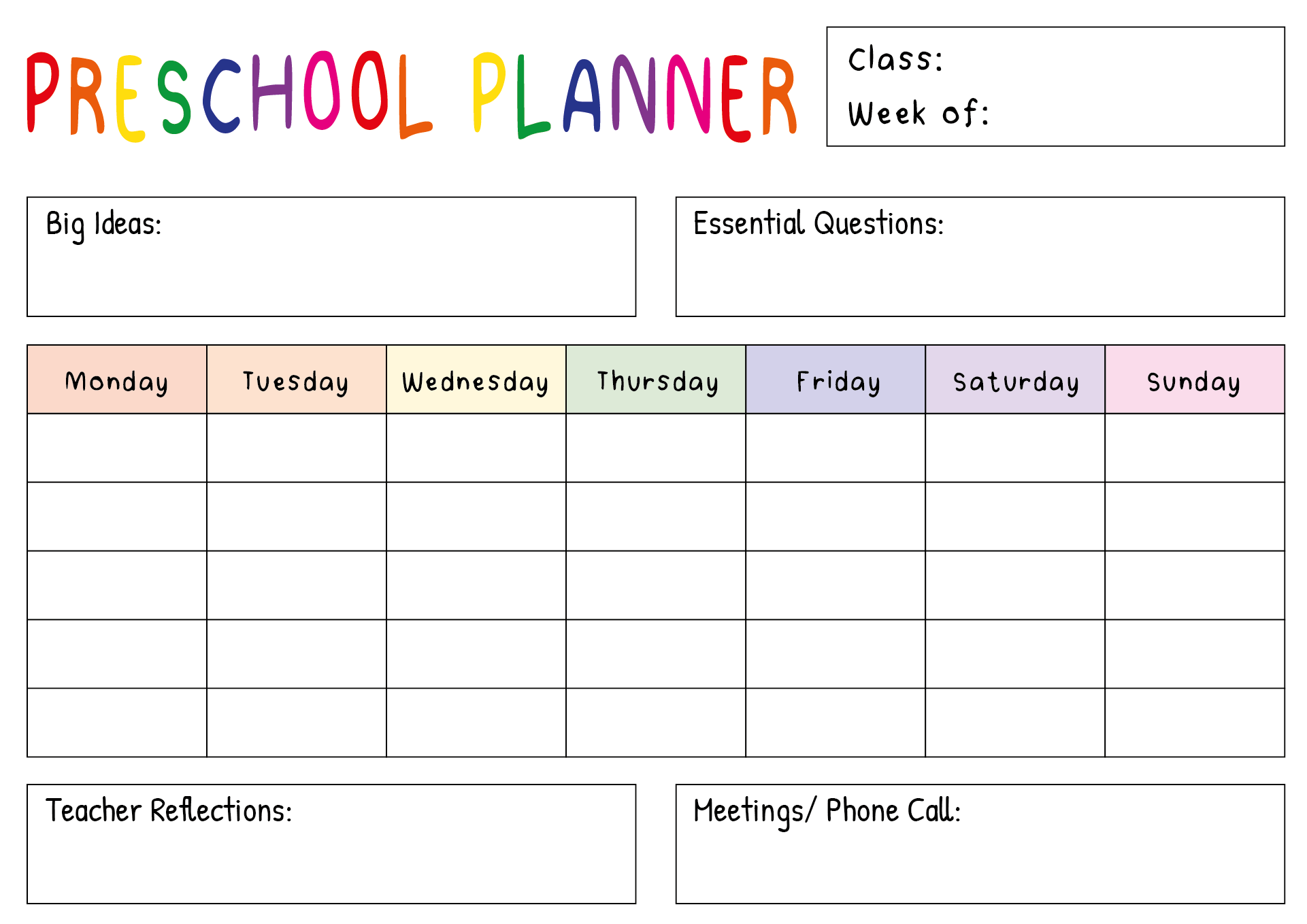 Printable Preschool Lesson Plans Printable Preschool Lesson Plans