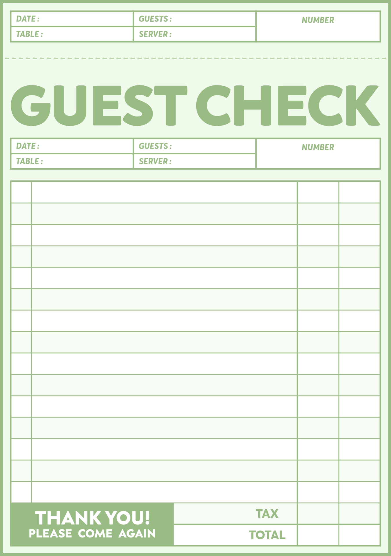 16 Line Check NTC 104-50 Guest Check Pads - Restaurant Order Pads, 16 ...