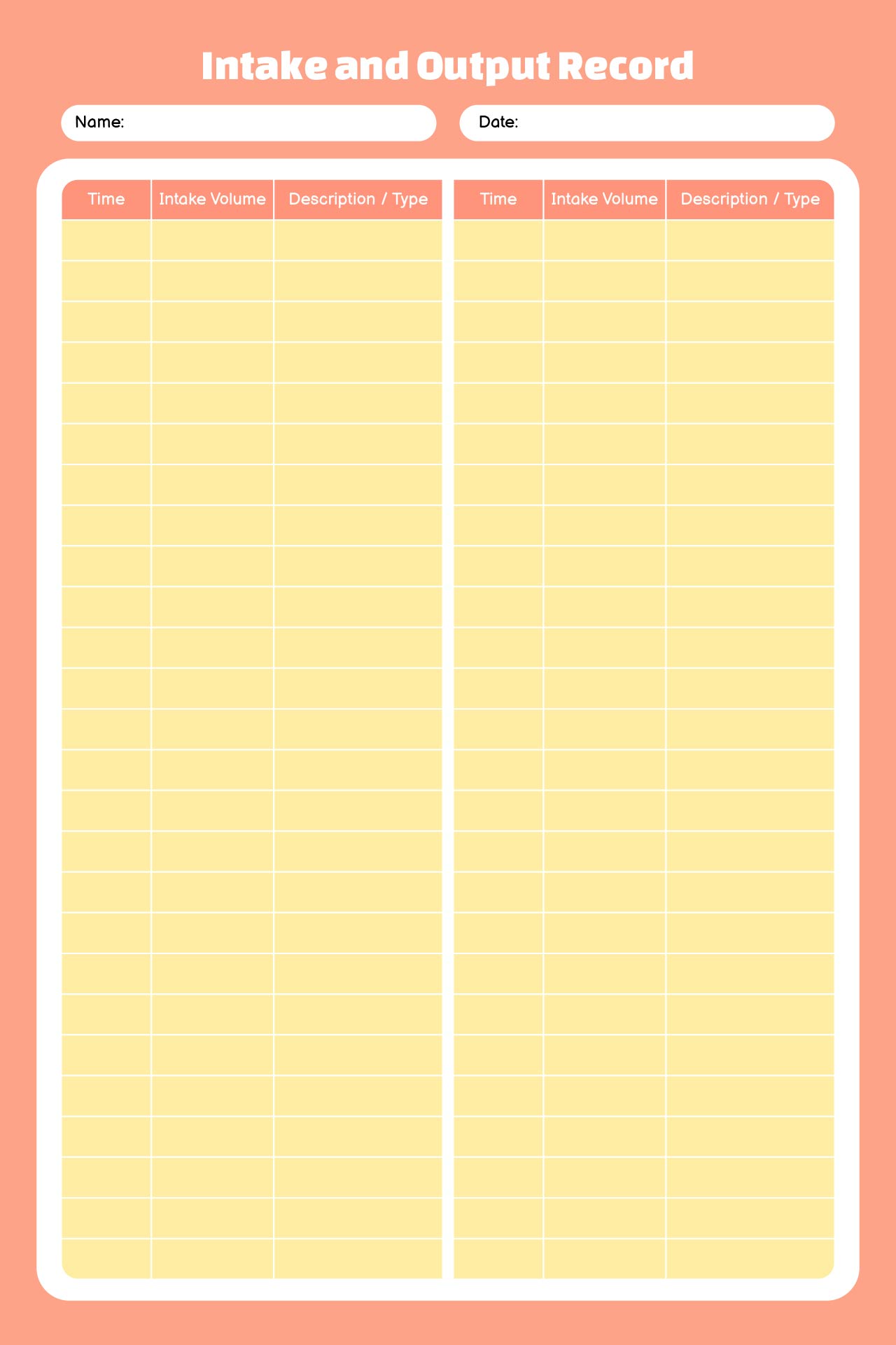 Free Printable Intake And Output Forms Printable Form Templates And 