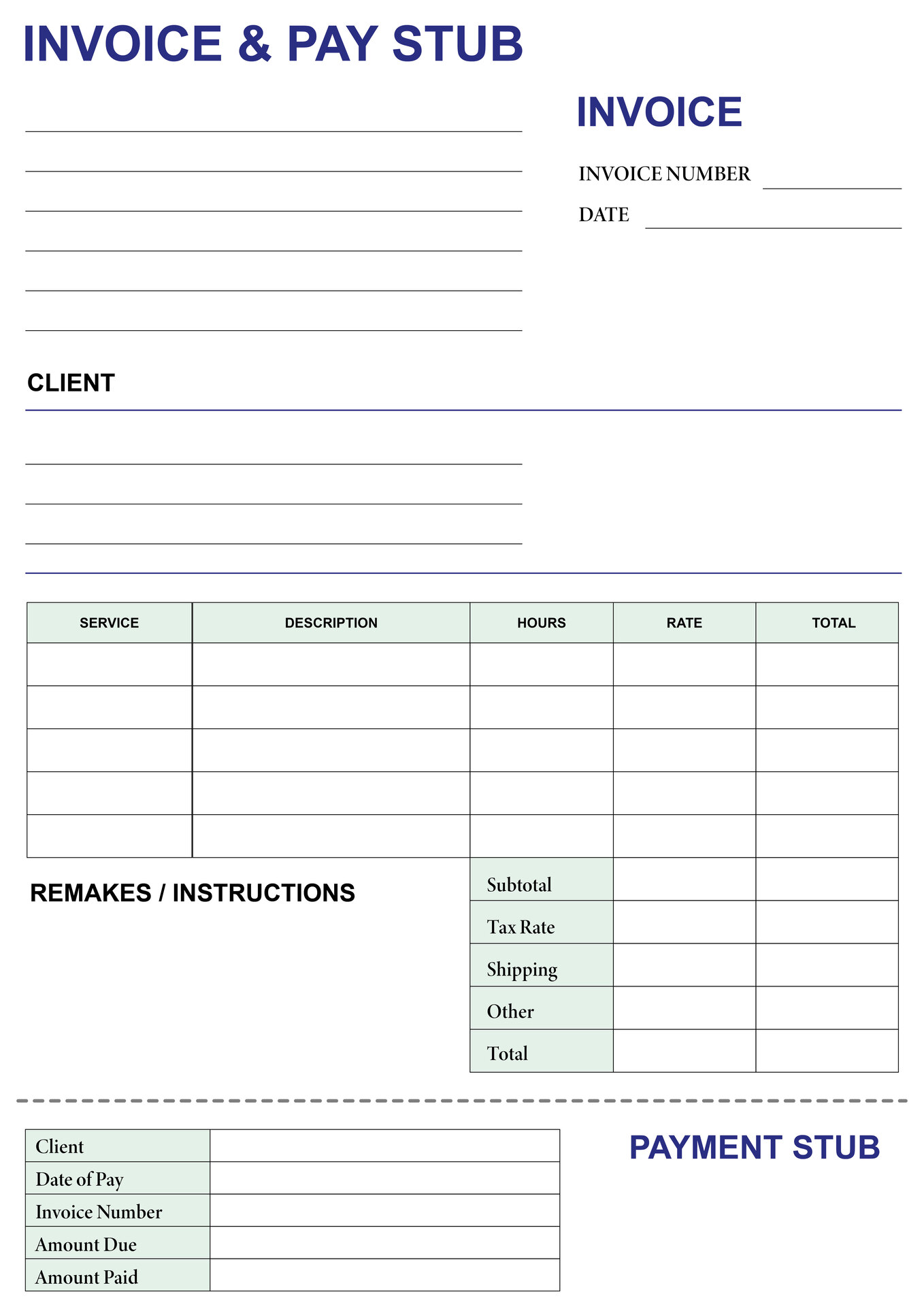 Printable Pay Stub Template Free