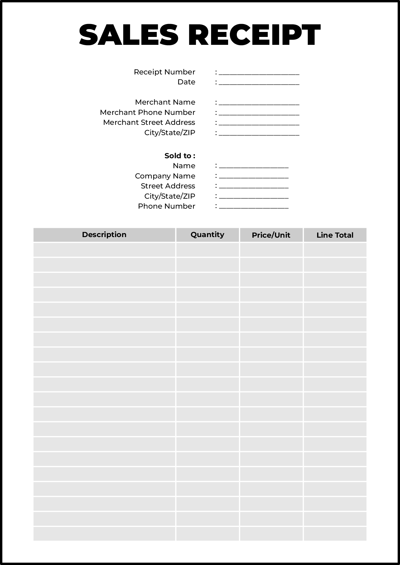 10 Best Printable Blank Receipt Form Template Printablee