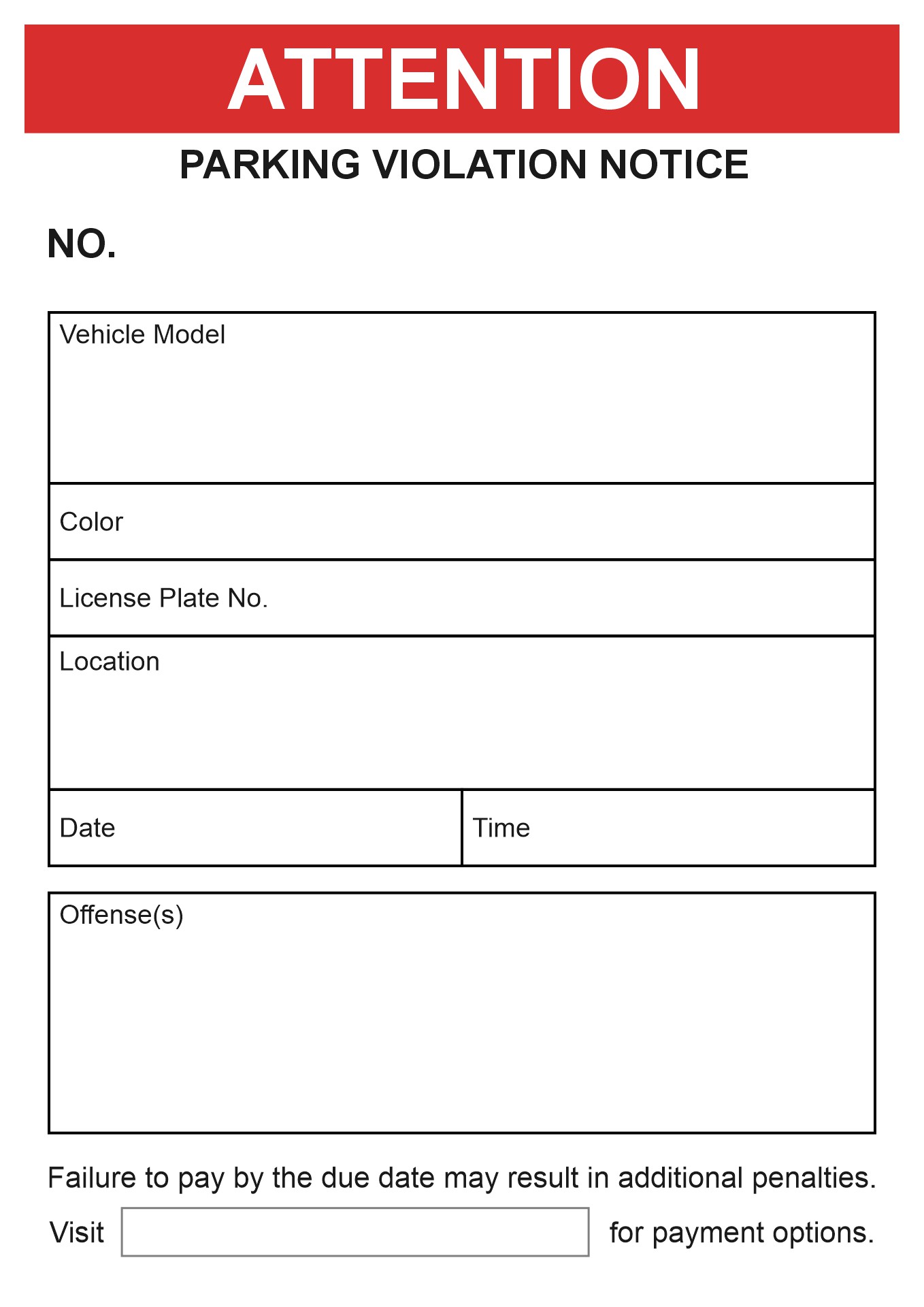 10 Best Free Printable Violation Tickets Printablee