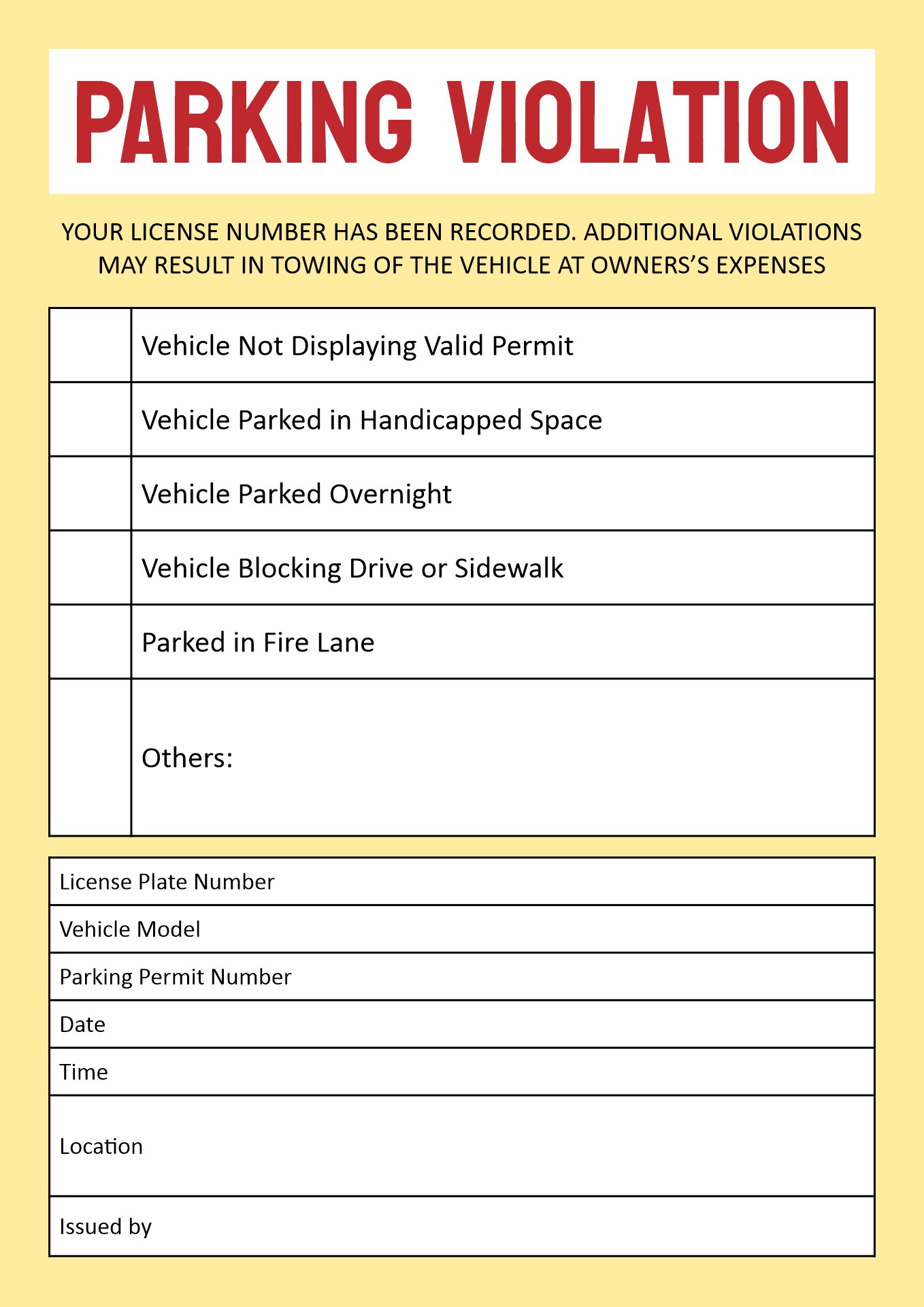 10 Best Free Printable Violation Tickets Printablee