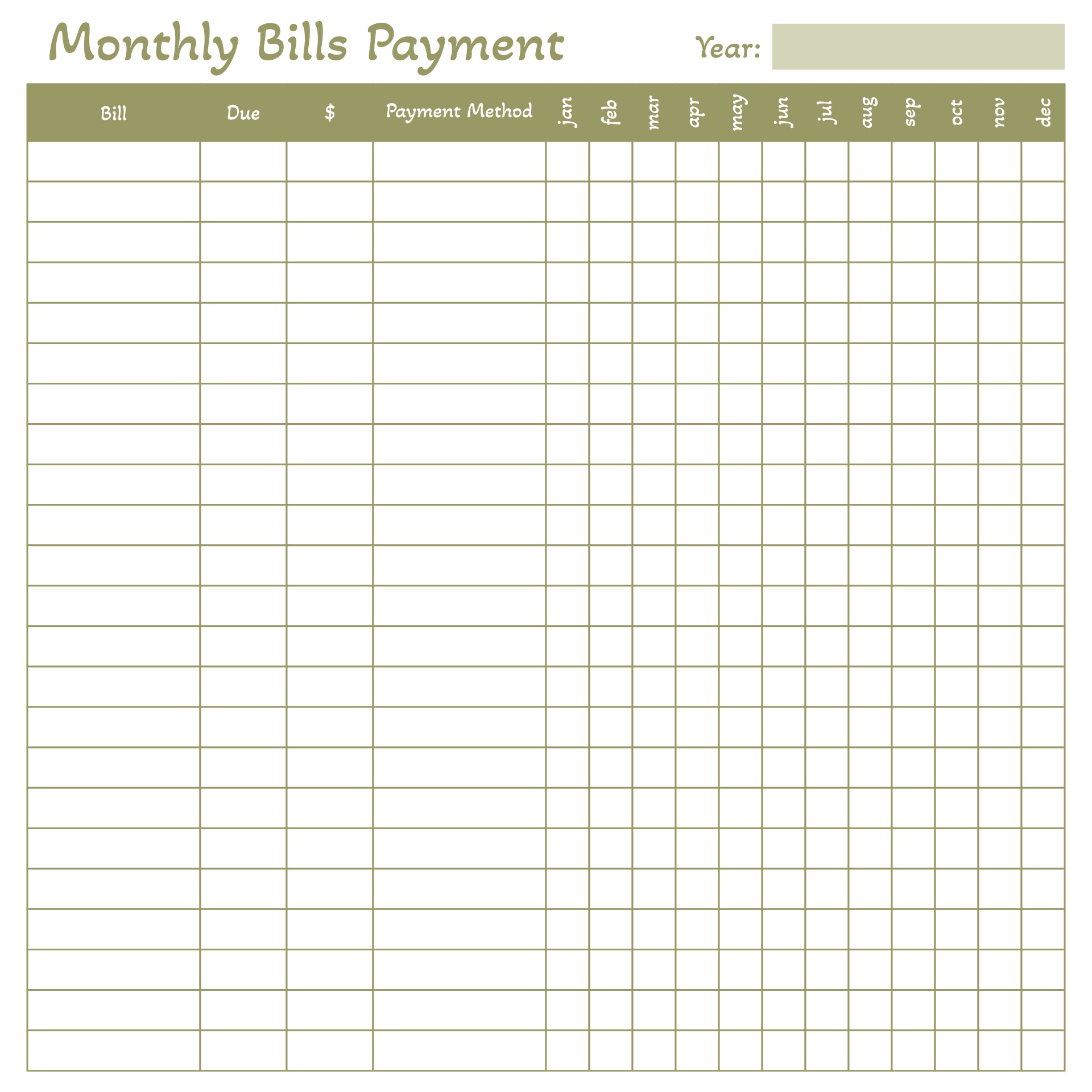 Free Monthly Payment Schedule Template Printable Templates
