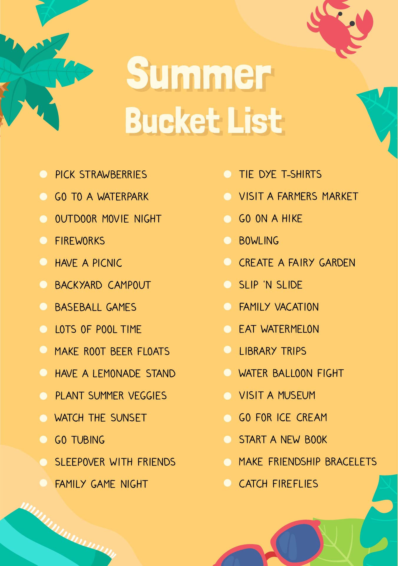 Summer Bucket List 2015 9 Free PDF Printables Printablee Summer Bucket List 2015 9 Free PDF Printables Printablee
