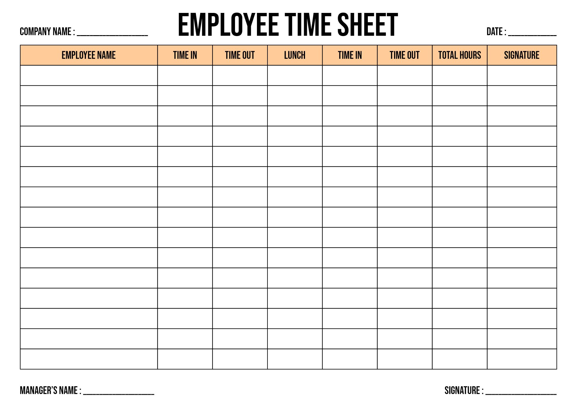 10 Best Blank Printable Timesheets - printablee.com
