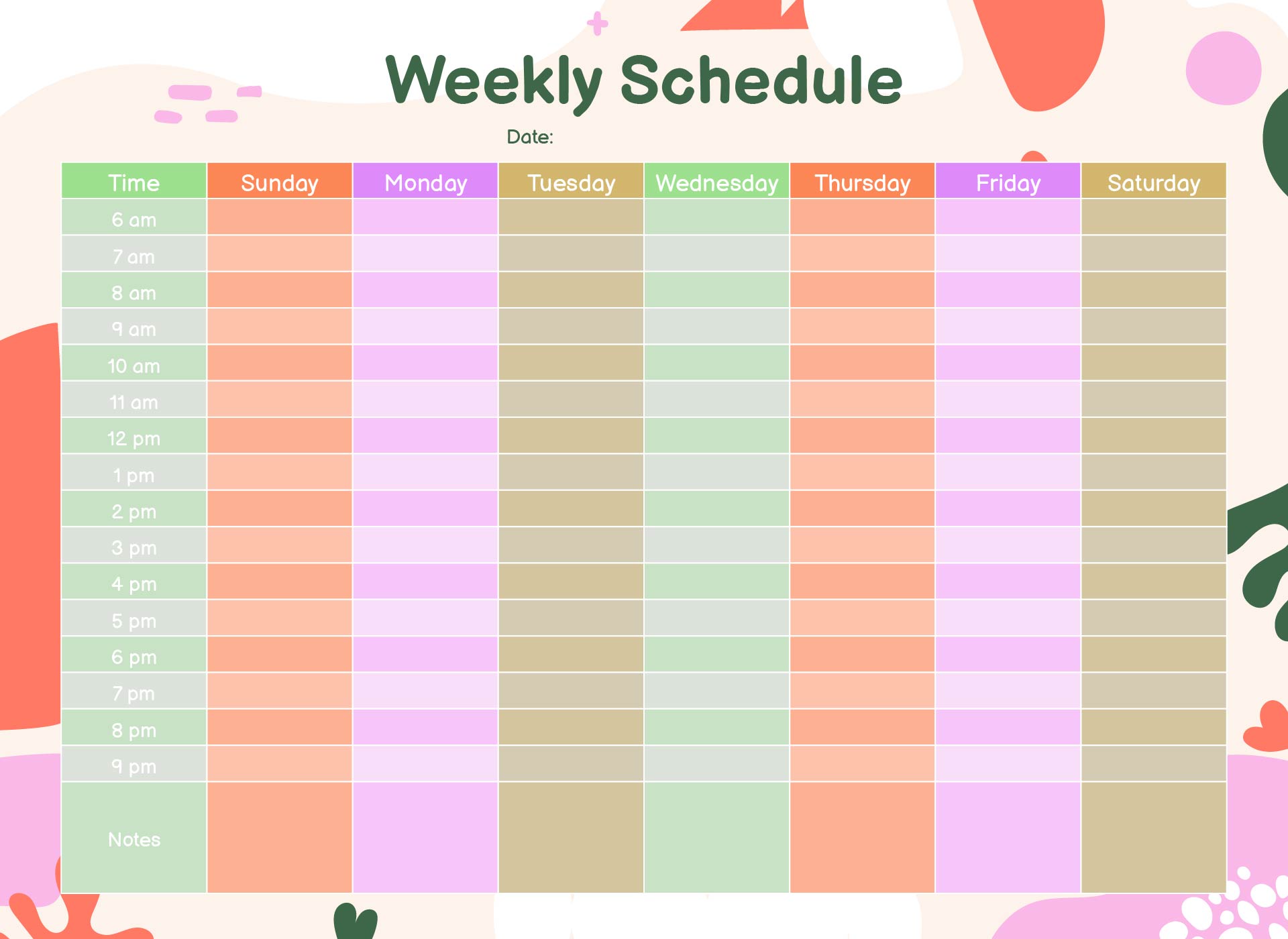 Weekly Hourly Planner Printable