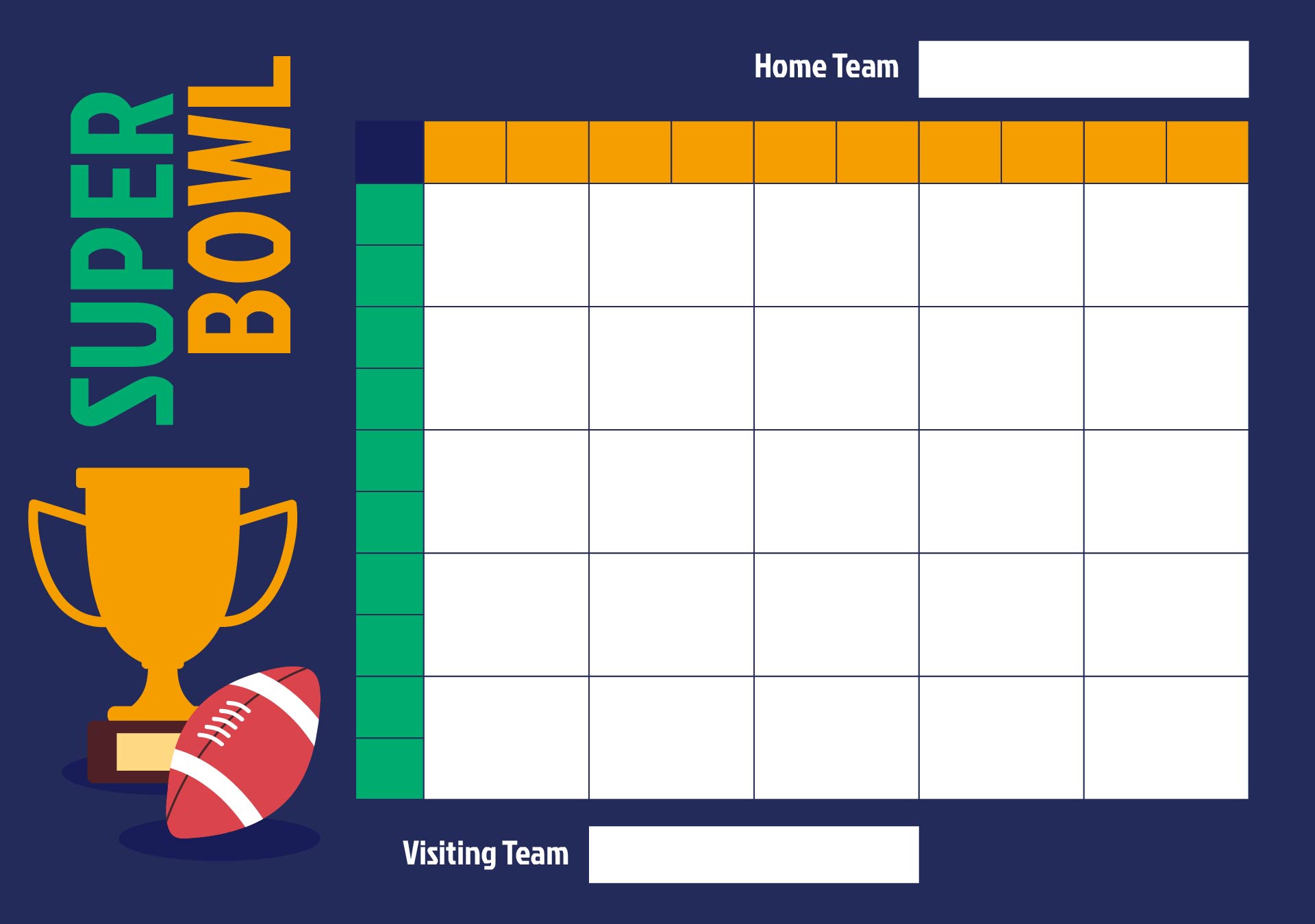 10 Best Super Bowl Football Squares Printable Printablee